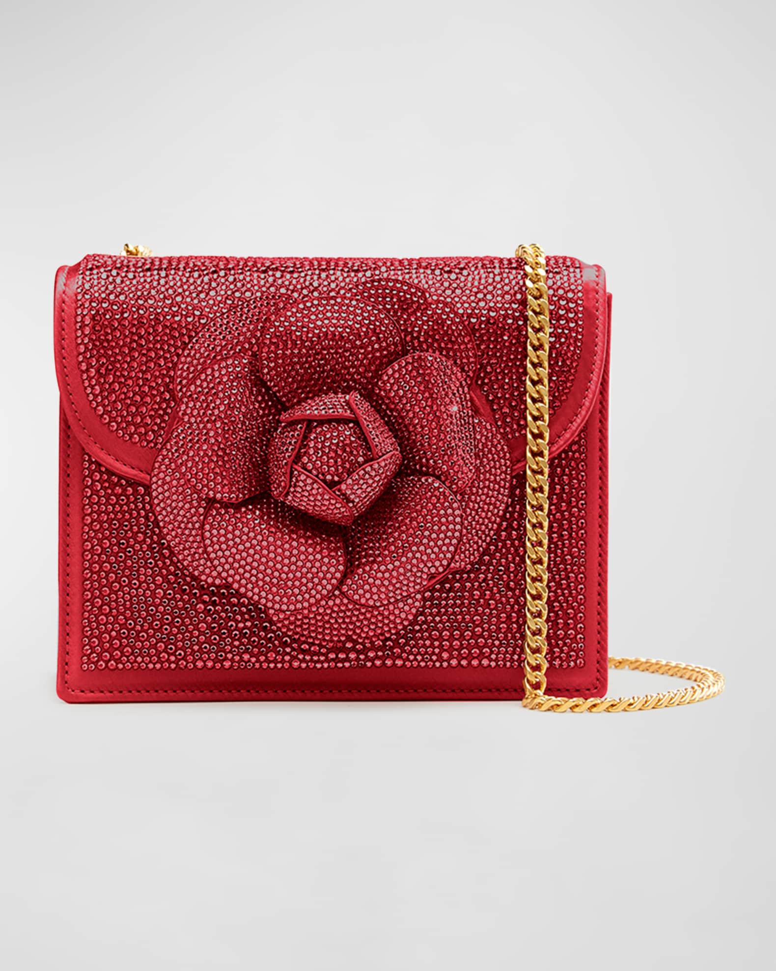 Oscar de la Renta Mini Flower Crystal Shoulder Bag | Neiman Marcus