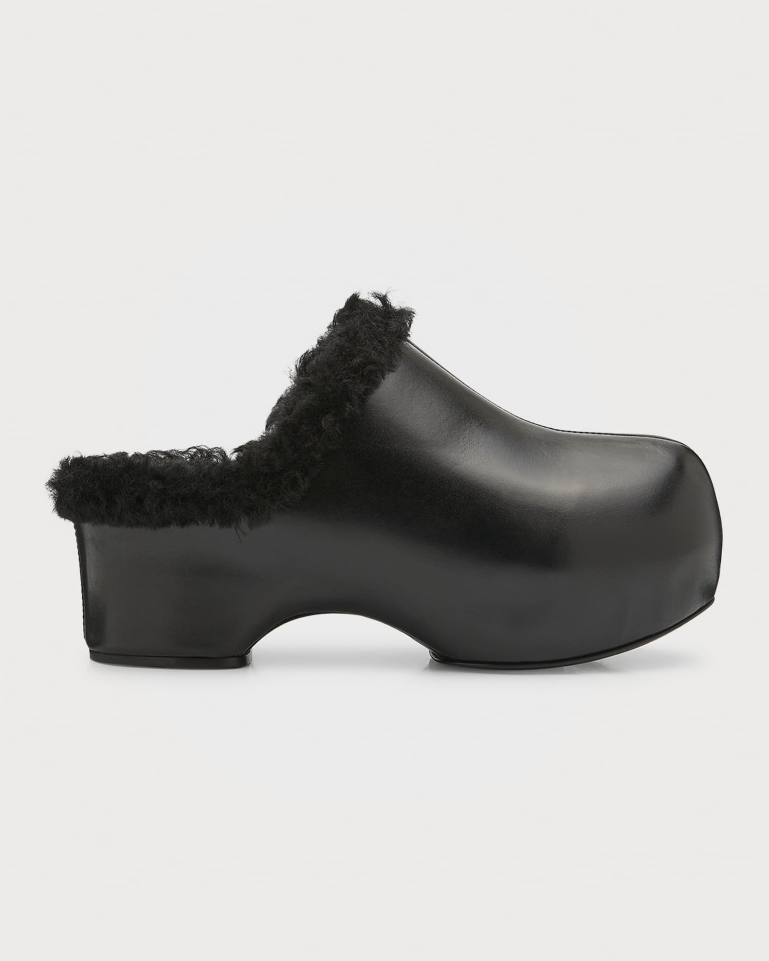 Jil Sander Calfskin Shearling Slide Clogs | Neiman Marcus