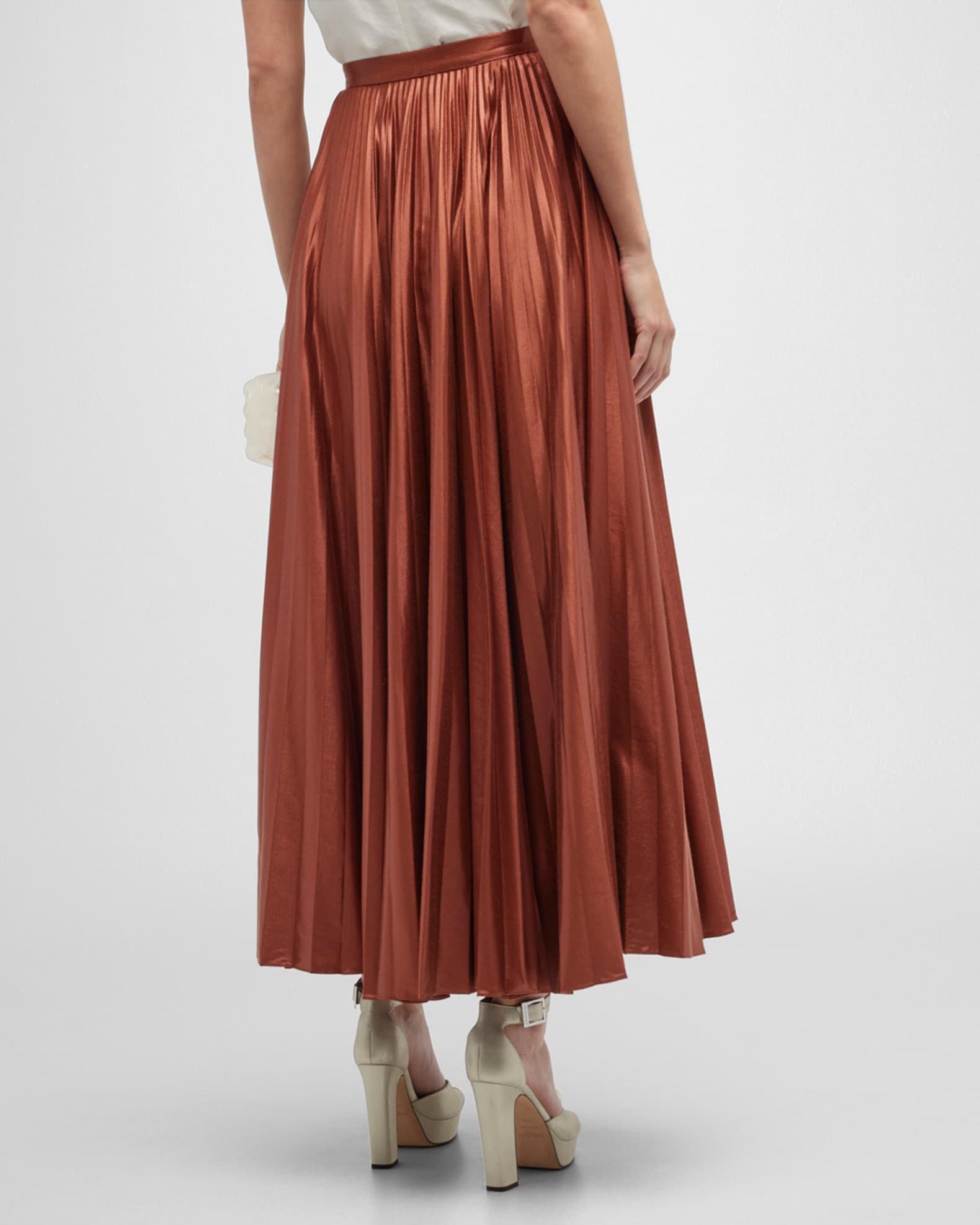 Altuzarra Sif Metallic Pleated Maxi Skirt | Neiman Marcus