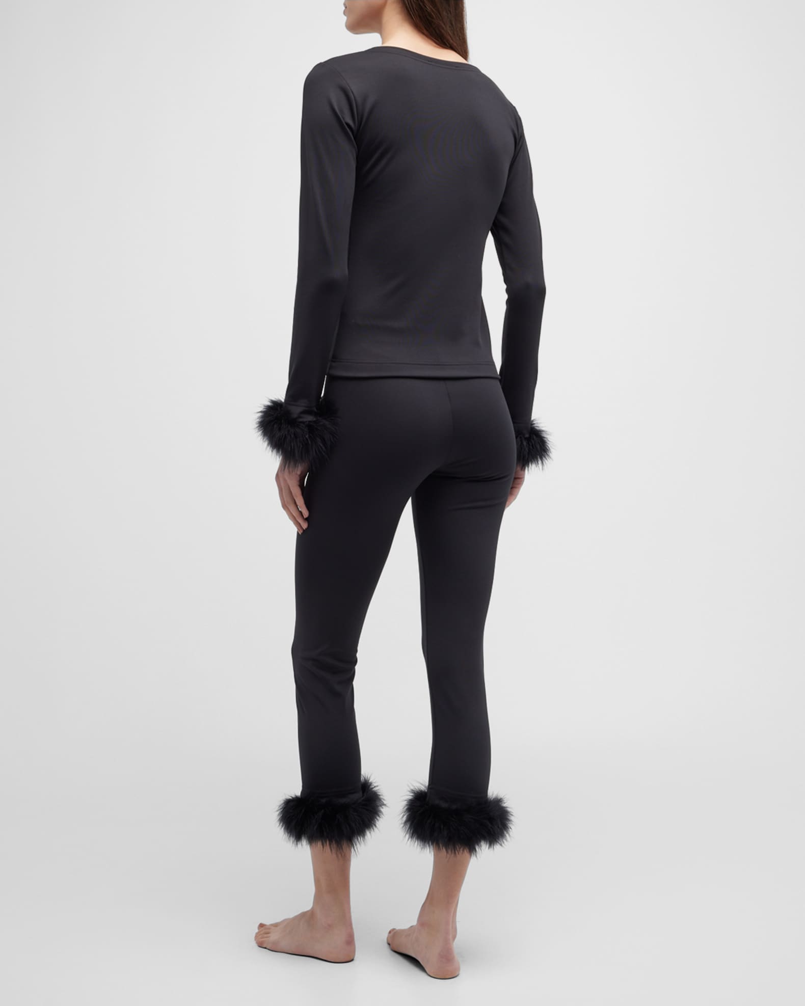 Sleeper The Weekend Chic Feather-Trim Pajama Set | Neiman Marcus