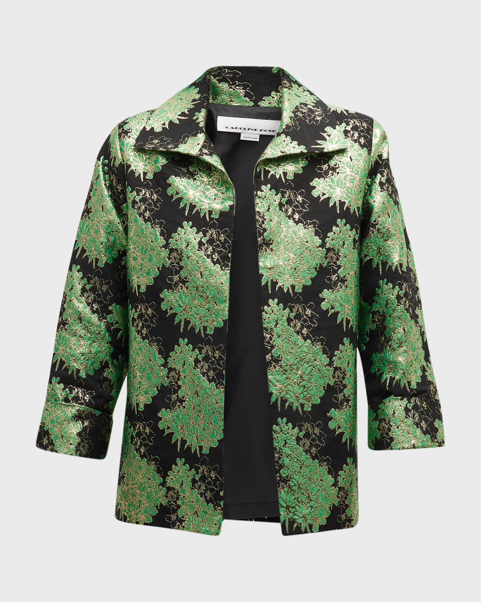 Caroline Rose Jade Garden Metallic Jacquard Jacket | Neiman Marcus
