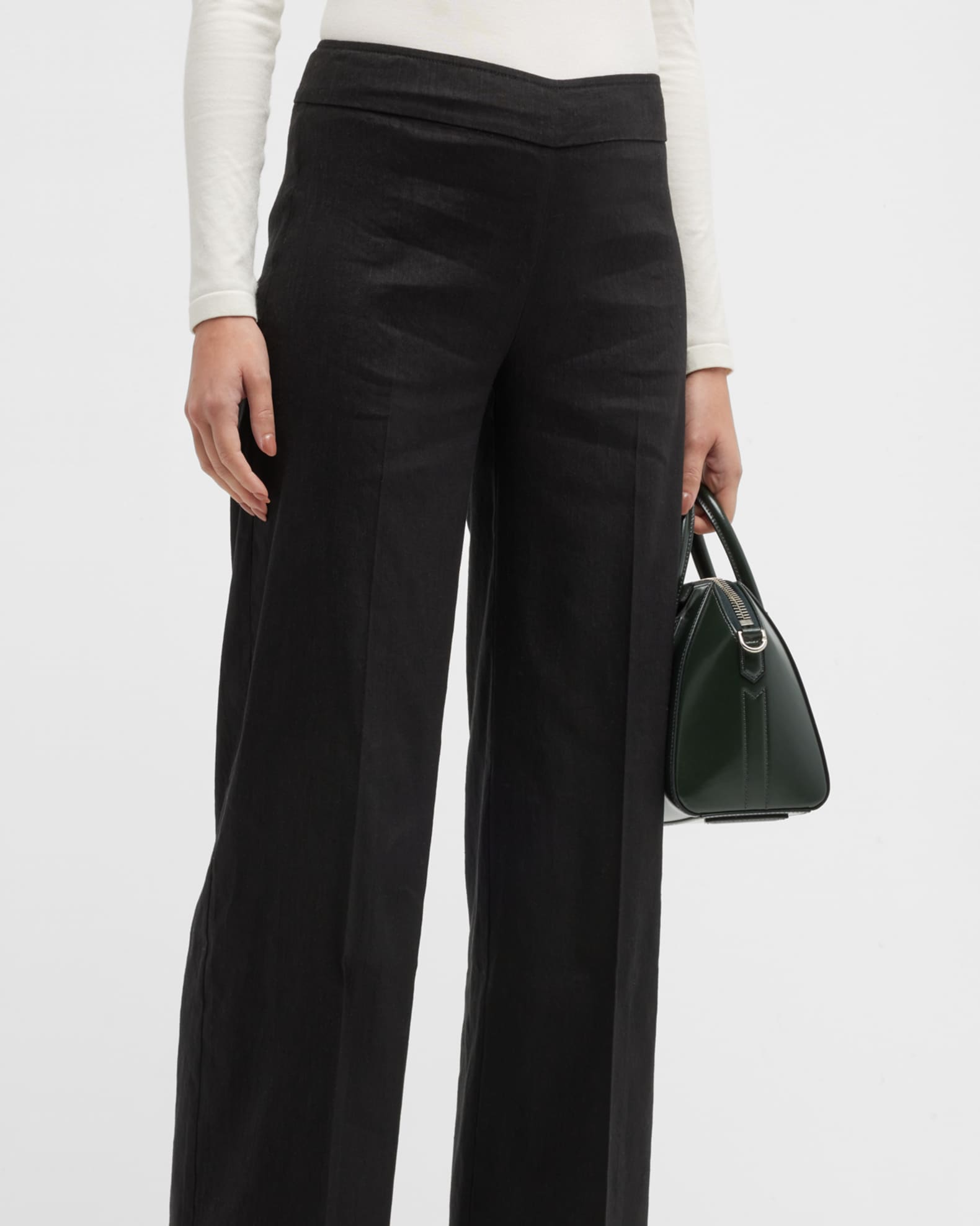 Avenue Montaigne Flavia Wide-Leg Linen Pants | Neiman Marcus