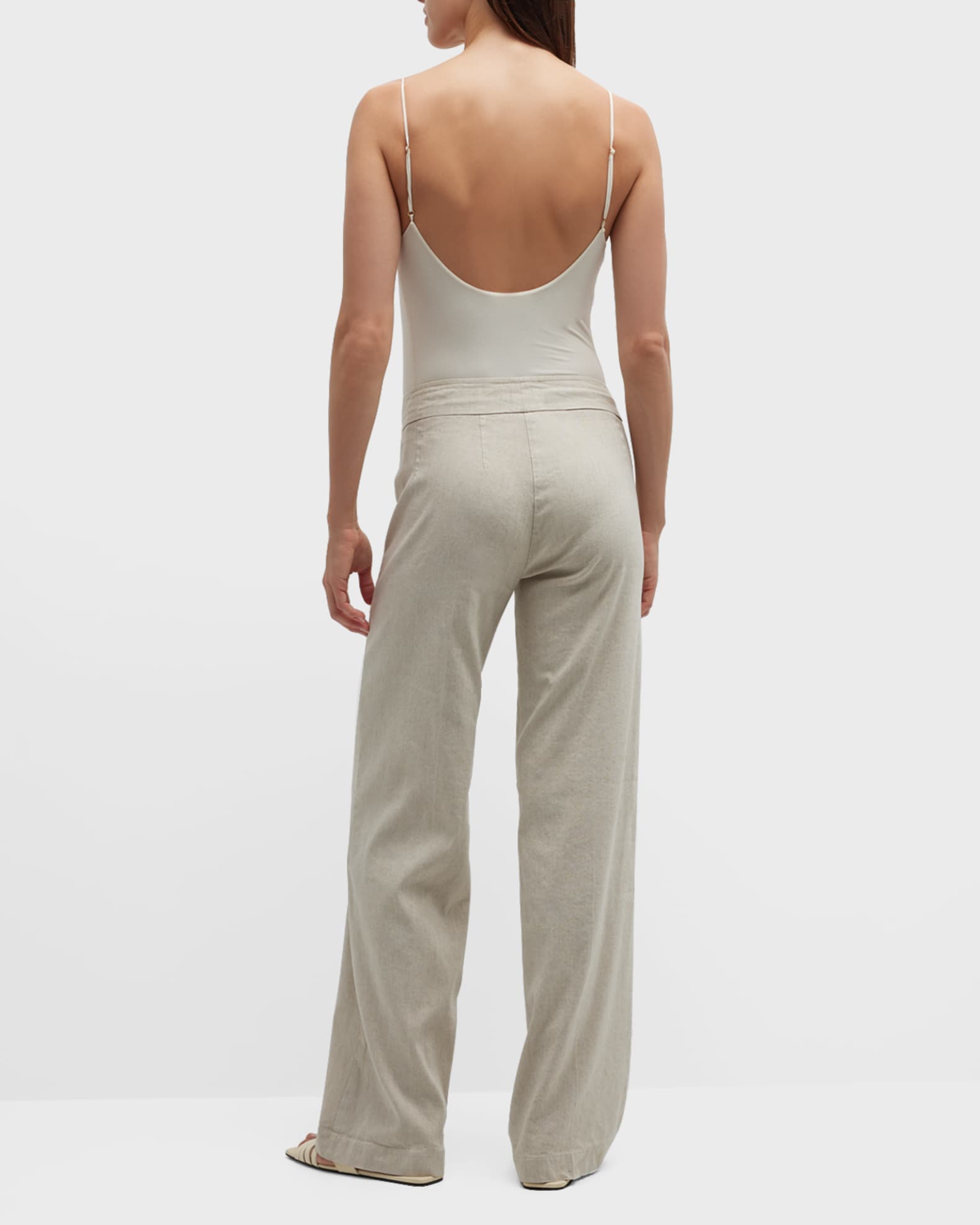 Avenue Montaigne Flavia Wide-Leg Linen Pants | Neiman Marcus