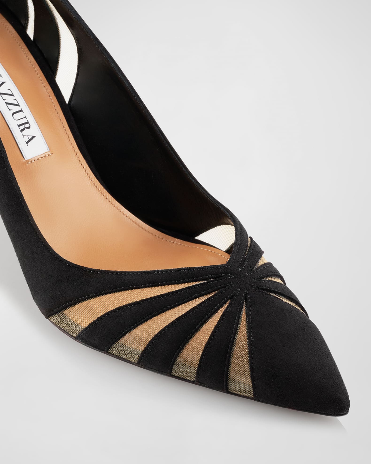 Aquazzura The Spy Suede Mesh Pumps | Neiman Marcus