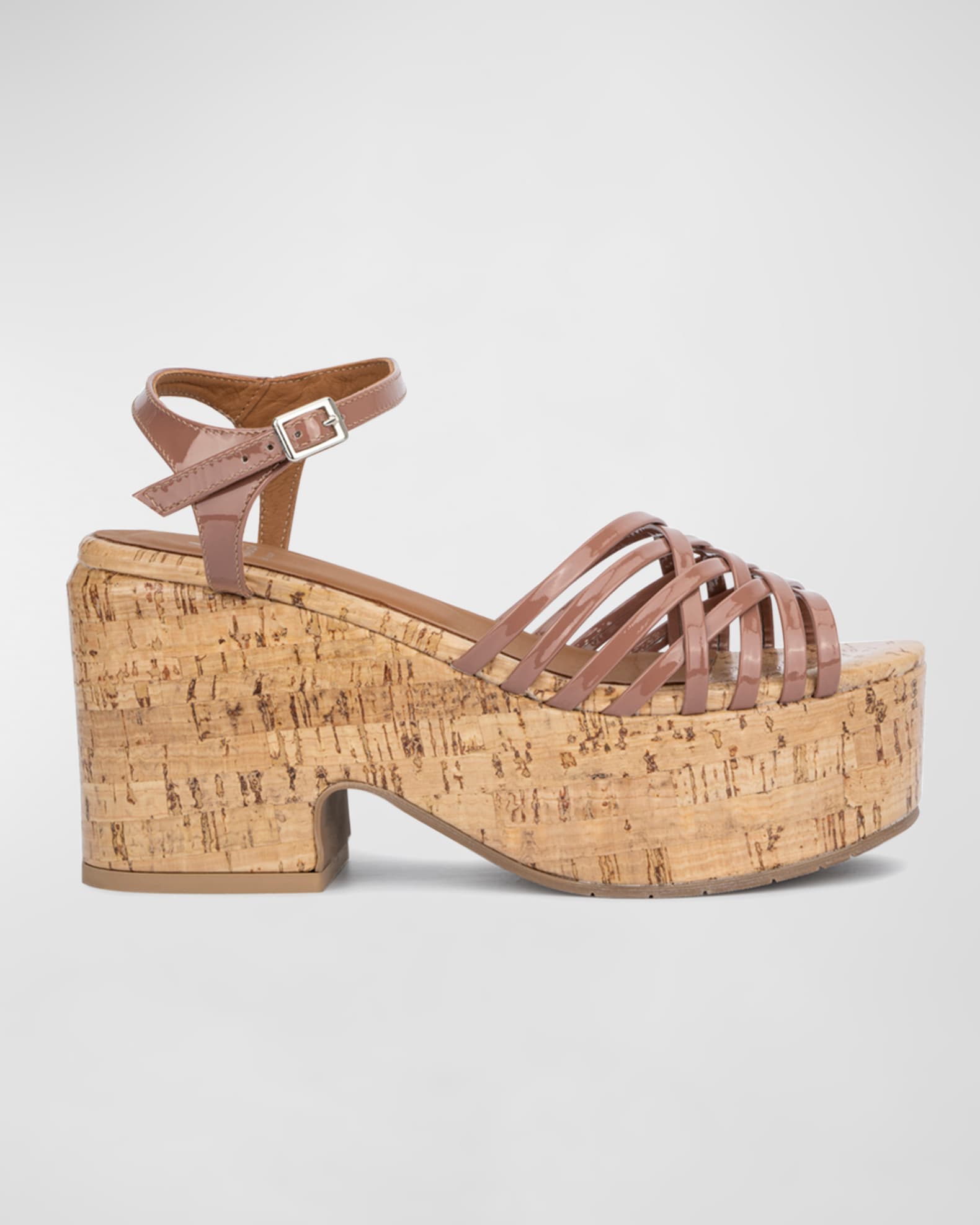 Aquatalia Elene Patent Caged Platform Sandals | Neiman Marcus