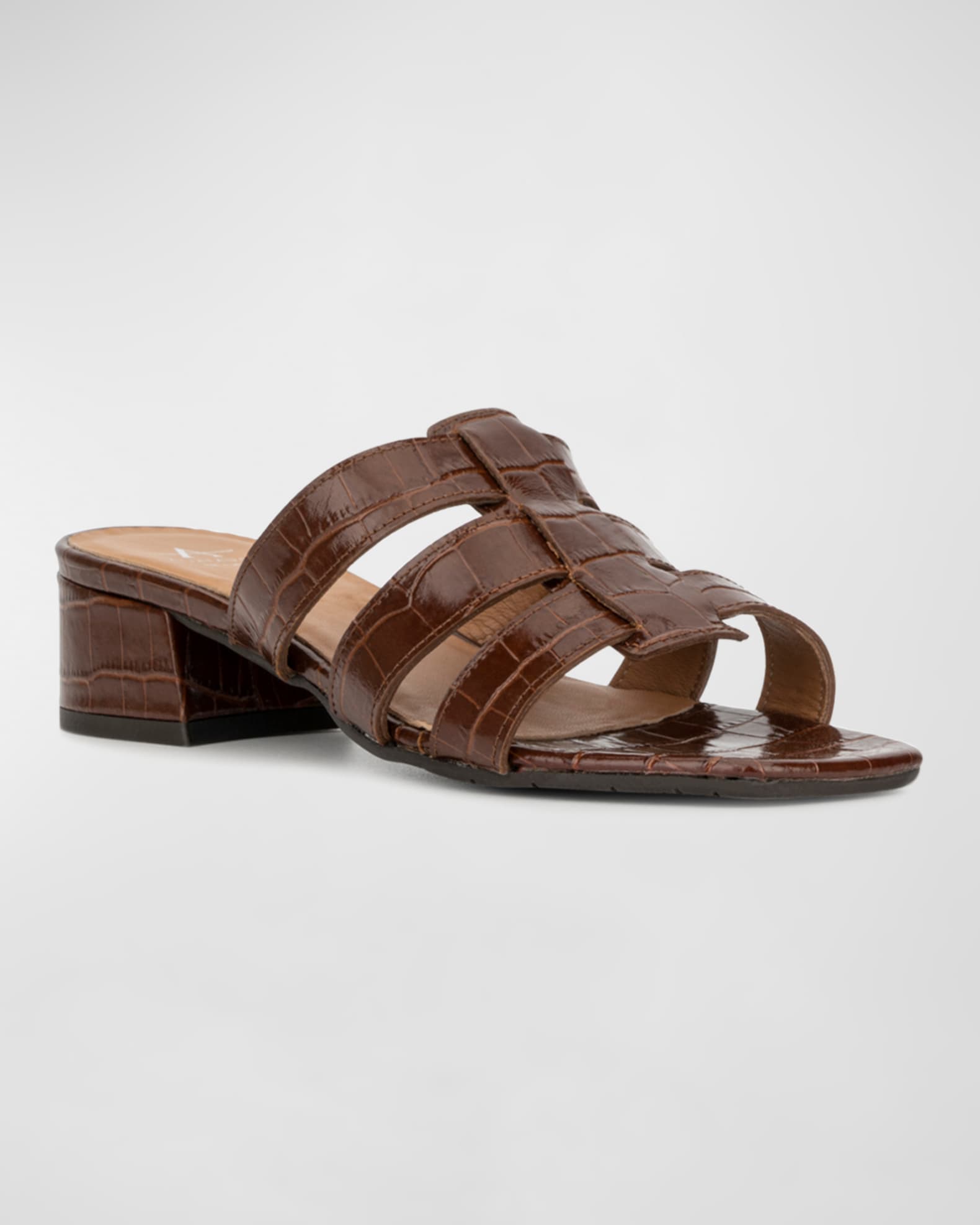 Aquatalia Harla Croco Caged Mule Sandals | Neiman Marcus