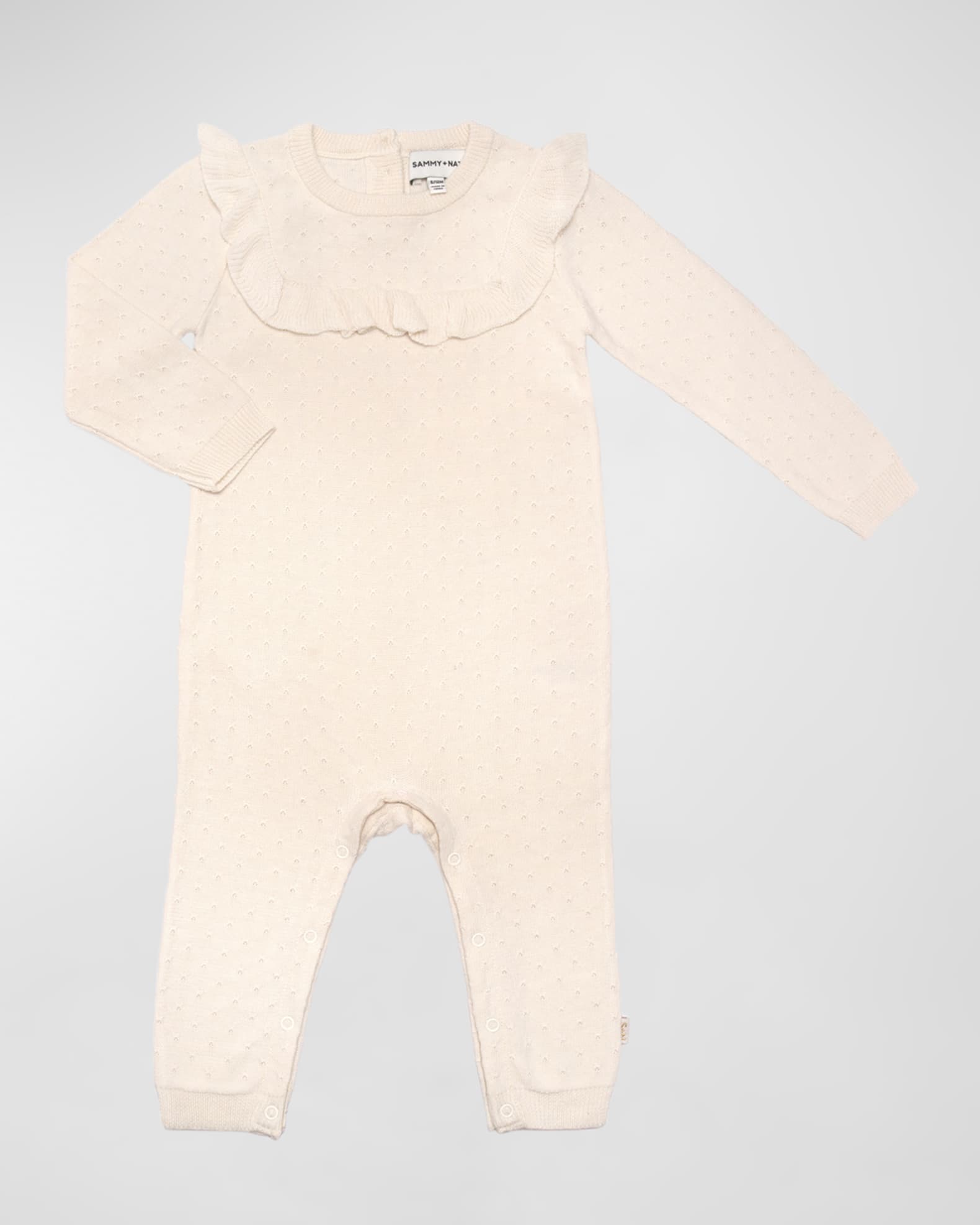 Sammy + Nat Girl's Ava Pointelle Coverall, Size Newborn-24M | Neiman Marcus
