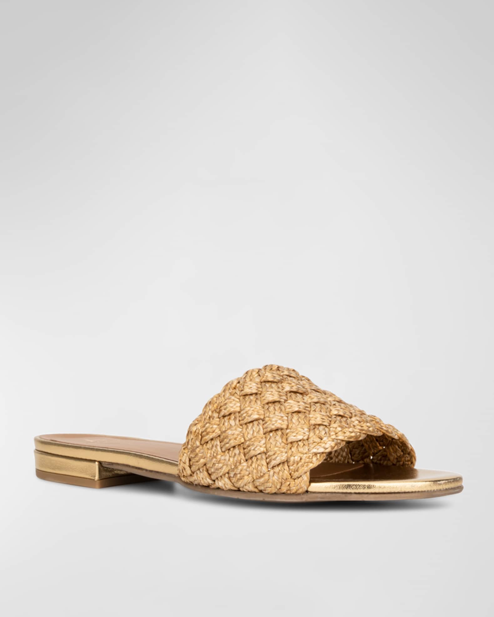 Aquatalia Tatia Woven Raffia Flat Sandals | Neiman Marcus