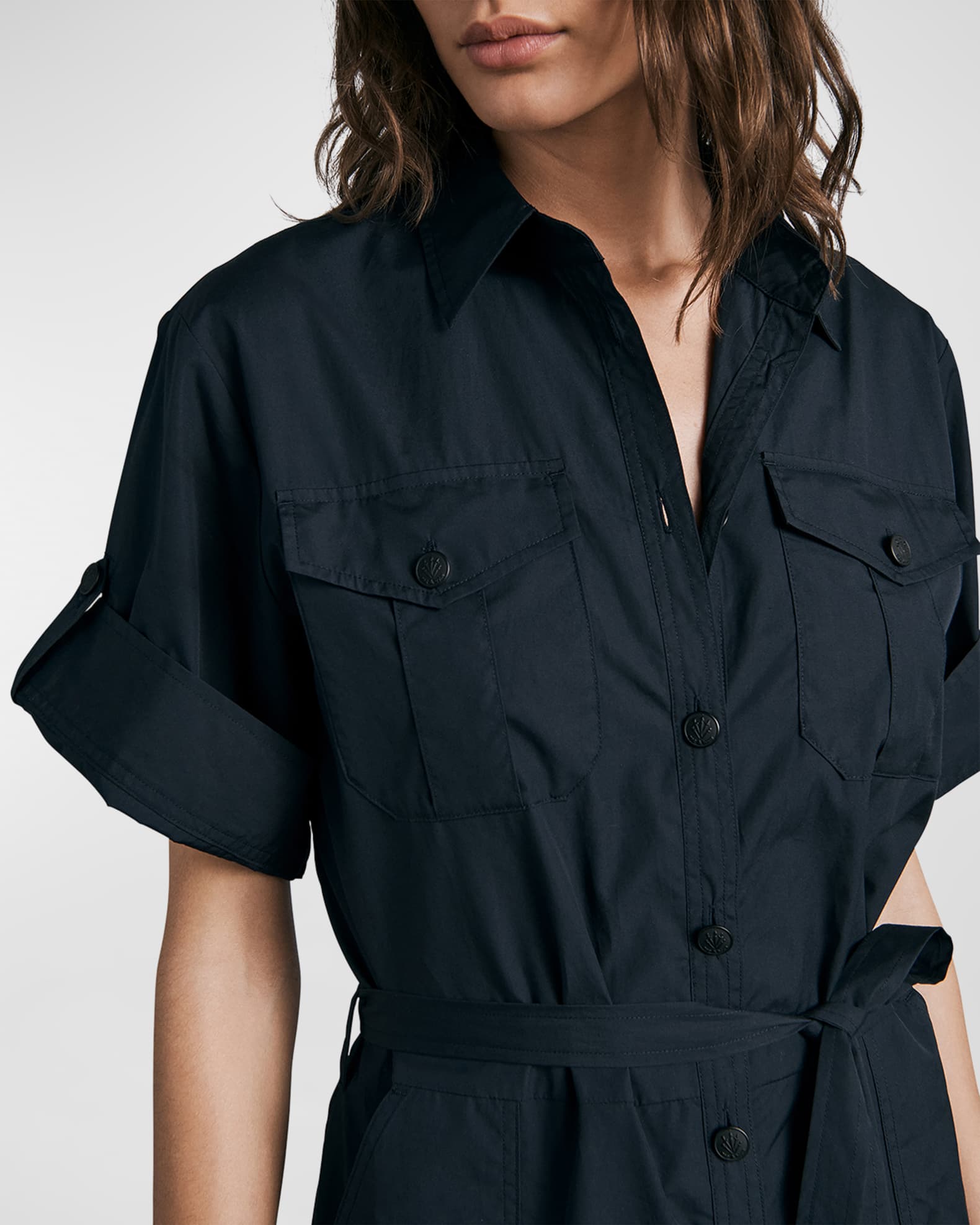 Rag & Bone Roxanne Short Sleeve Mini Utility Dress | Neiman Marcus