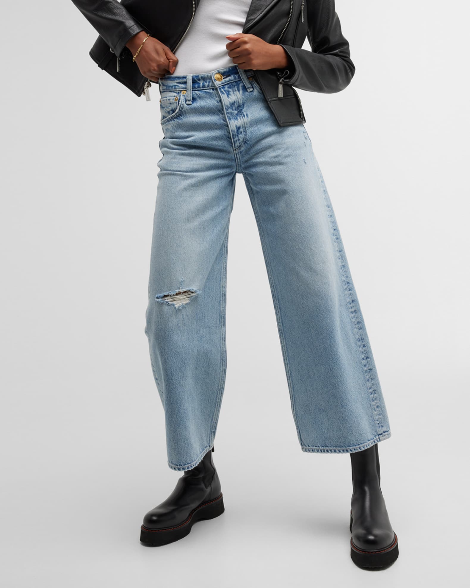 Rag & Bone Andi High-Rise Wide Ankle Jeans | Neiman Marcus