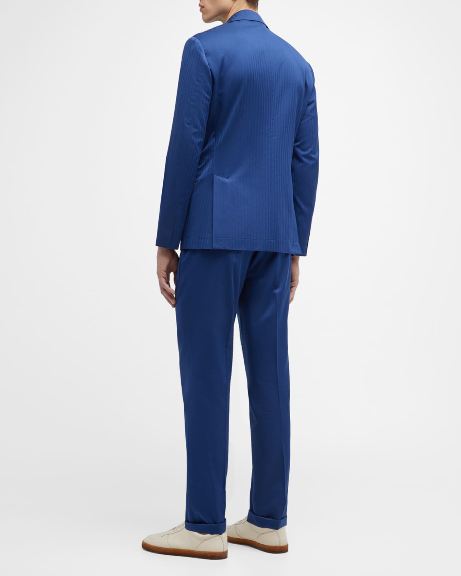 Brunello Cucinelli Men’s Cotton Chevron Solaro 2-Piece Suit | Neiman Marcus