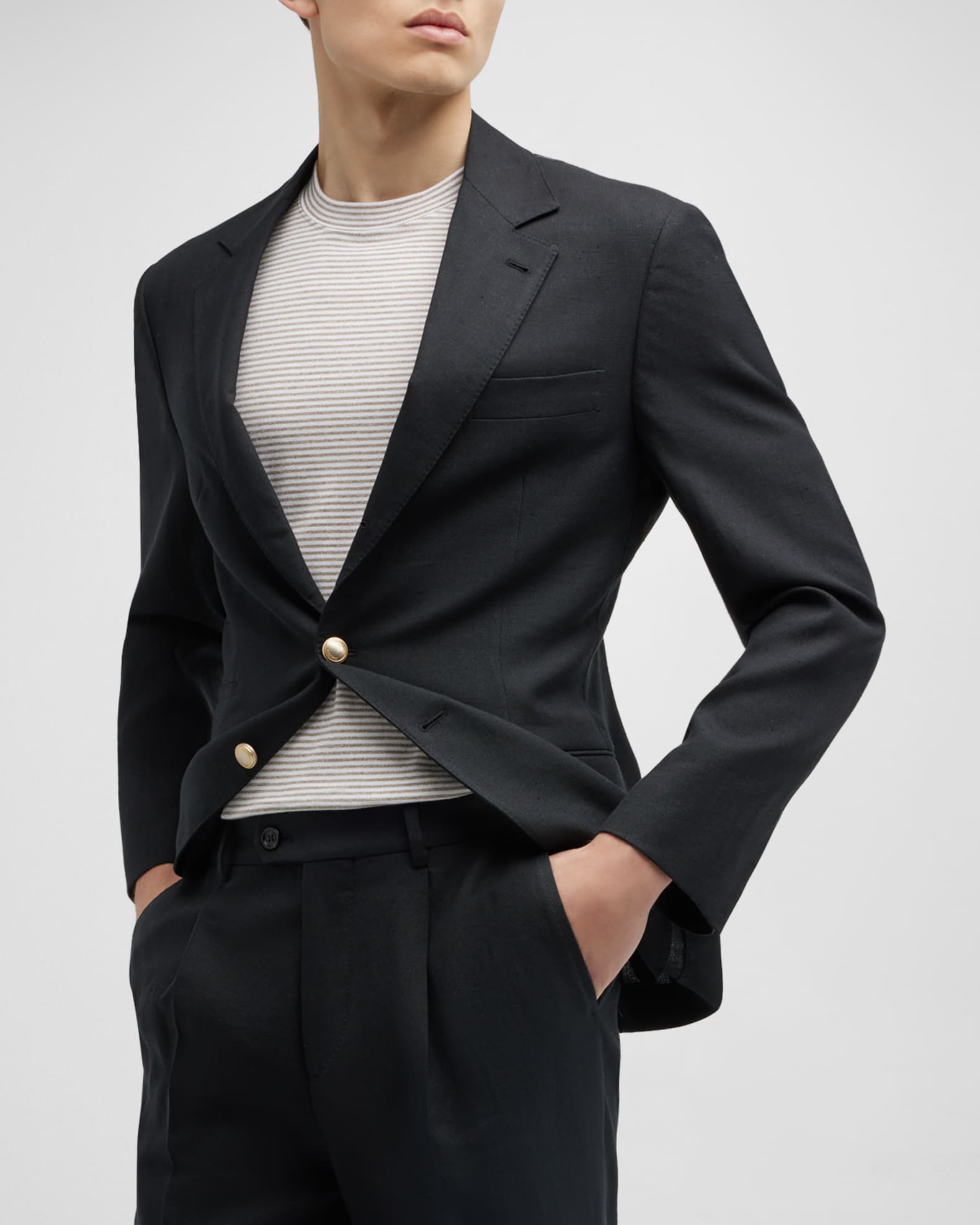 Brunello Cucinelli Men's Linen-Wool Solid Suit | Neiman Marcus