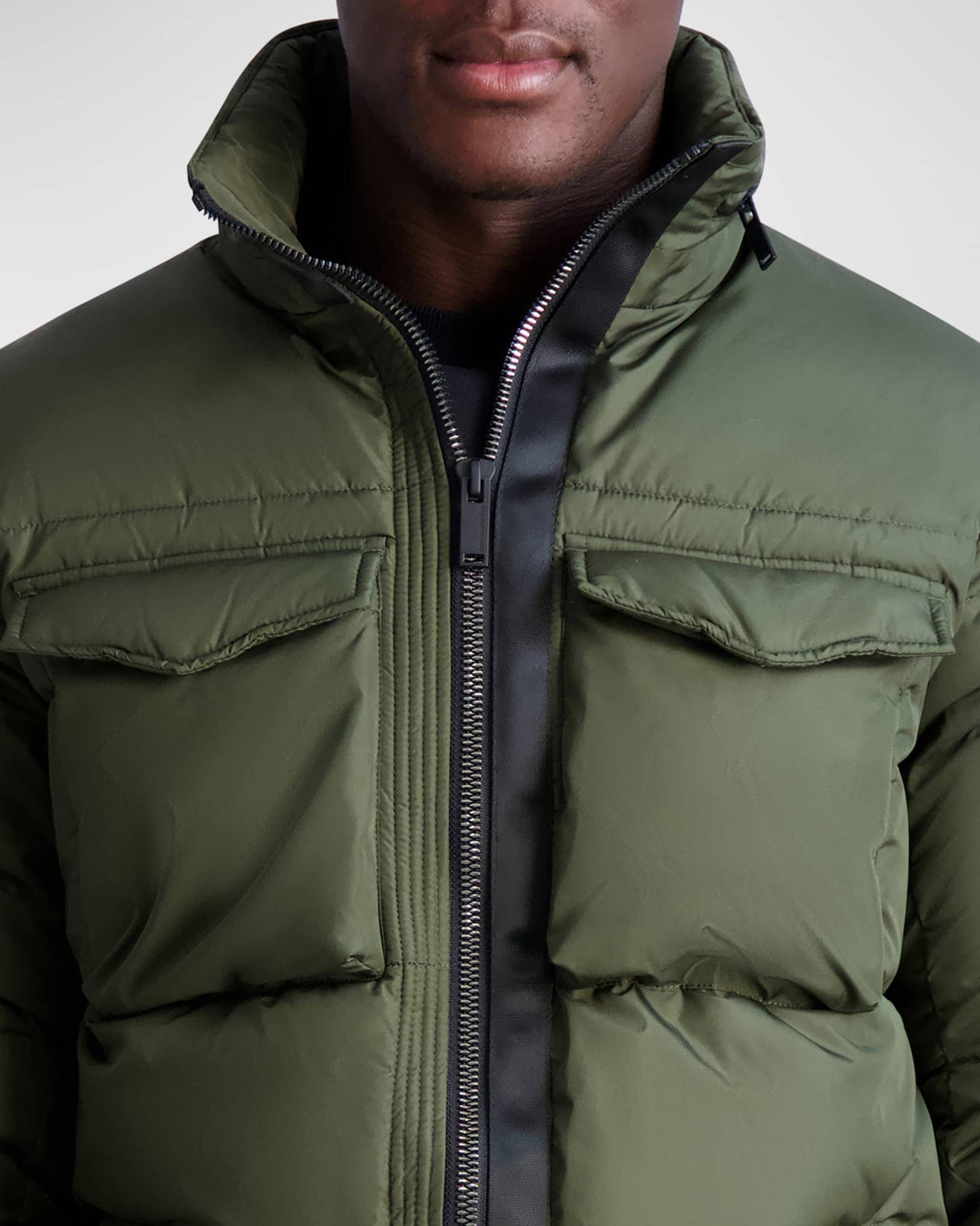 Karl Lagerfeld Paris Men's Puffer Jacket with Hidden Hood | Neiman Marcus