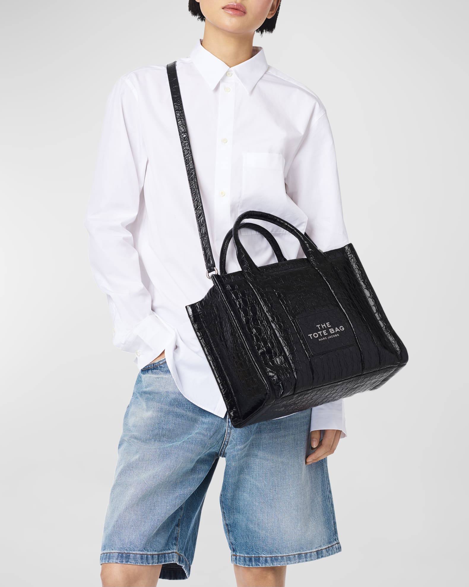Marc Jacobs The Croc-Embossed Medium Tote Bag | Neiman Marcus