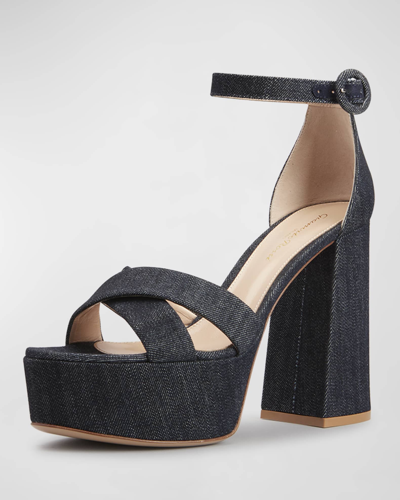 Gianvito Rossi Sheridan Denim Platform Sandals | Neiman Marcus