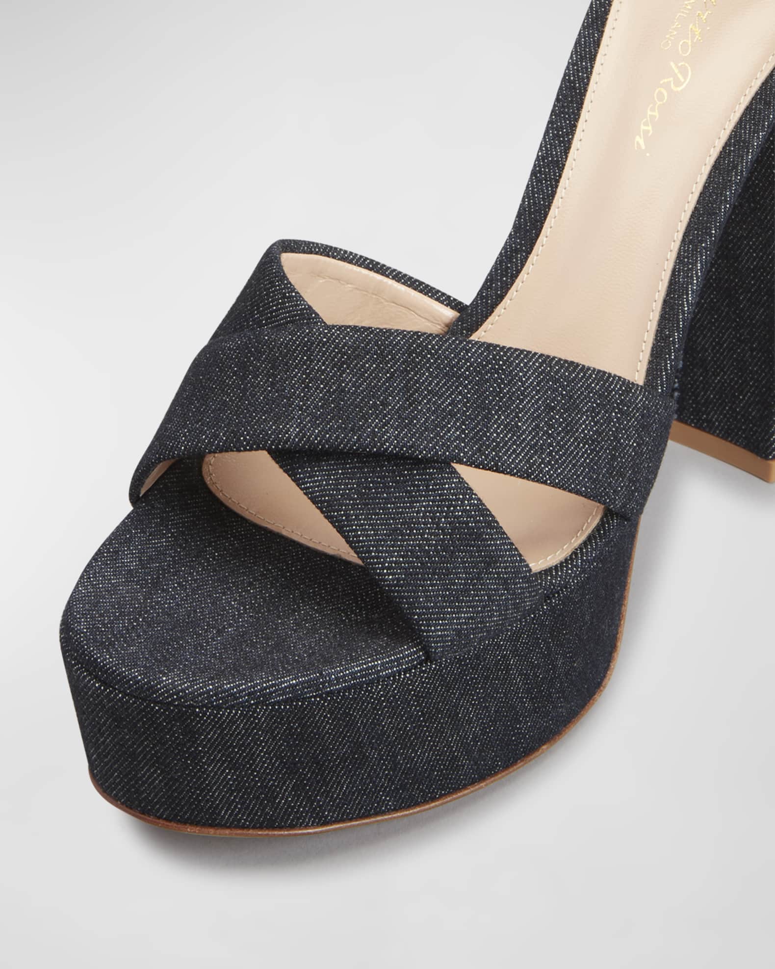 Gianvito Rossi Sheridan Denim Platform Sandals | Neiman Marcus