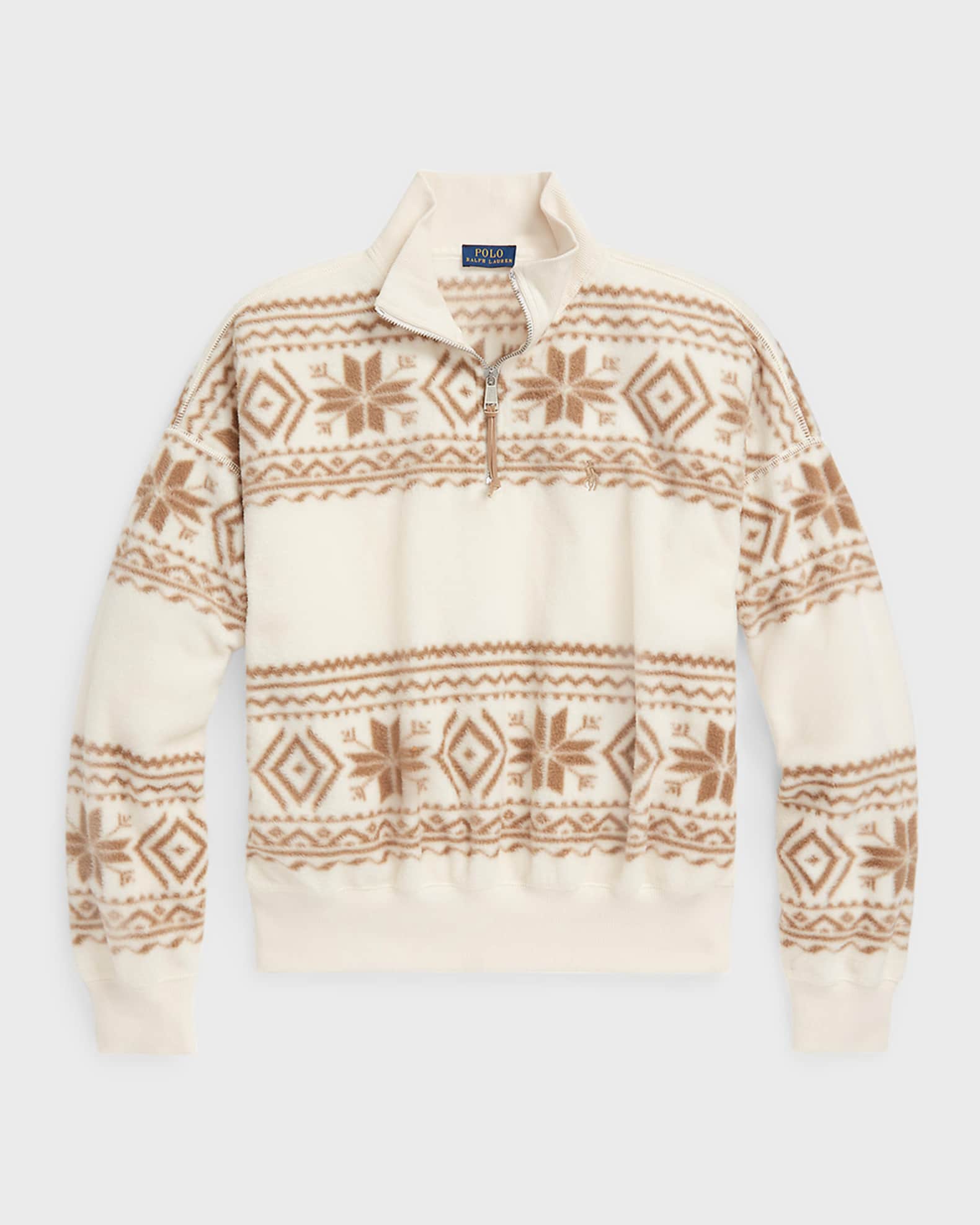 Polo Ralph Lauren Tonal Fair Isle Motif Fleece Pullover | Neiman Marcus