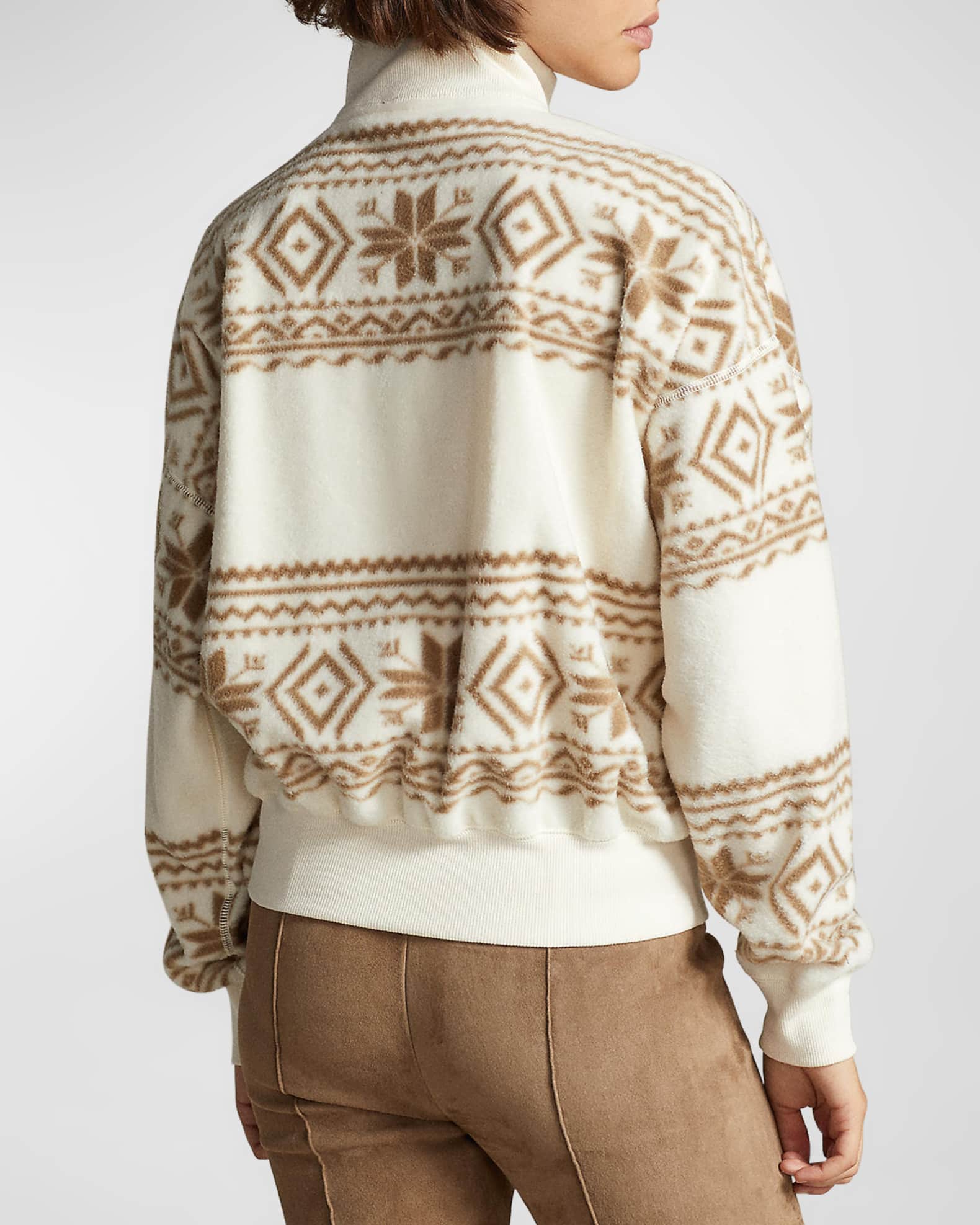Polo Ralph Lauren Tonal Fair Isle Motif Fleece Pullover | Neiman Marcus