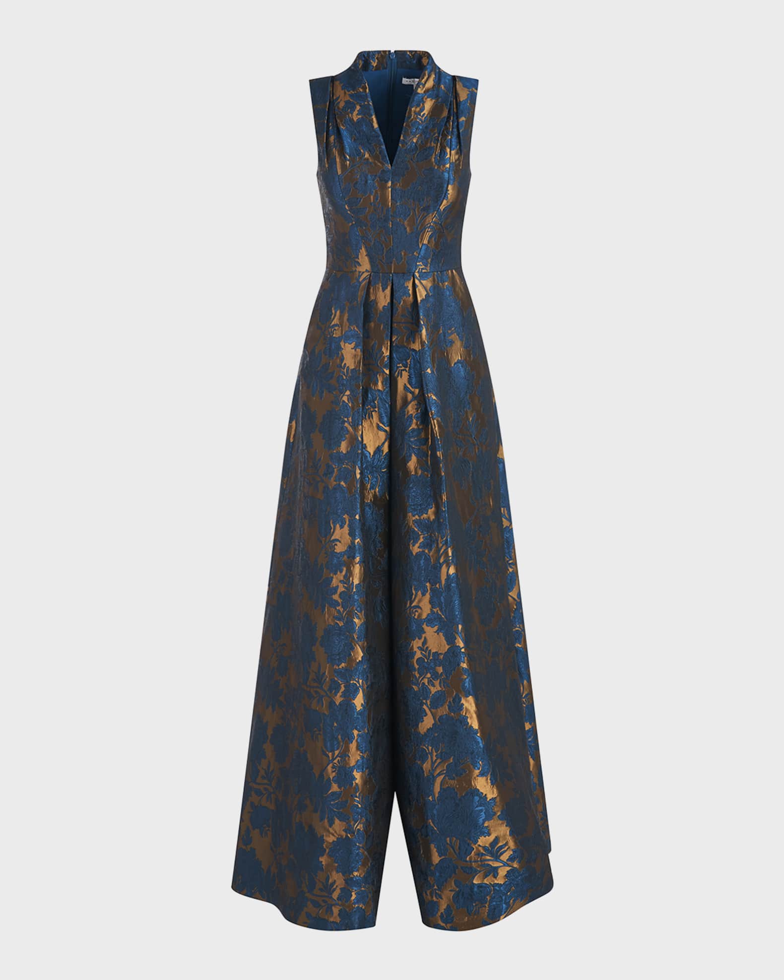 Kay Unger New York Floral Jacquard Walk-Thru Jumpsuit | Neiman Marcus