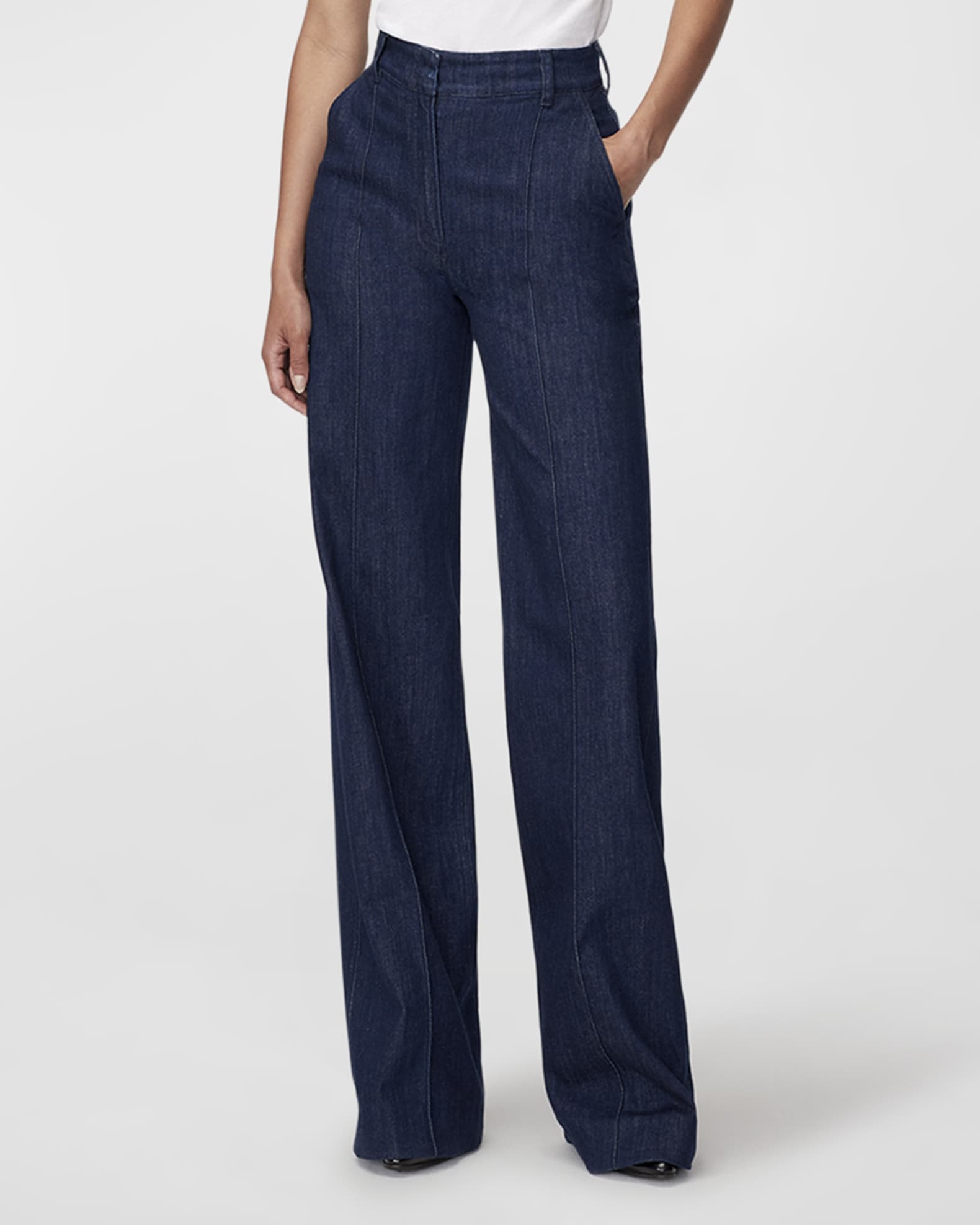 Another Tomorrow High Rise Denim Trousers | Neiman Marcus