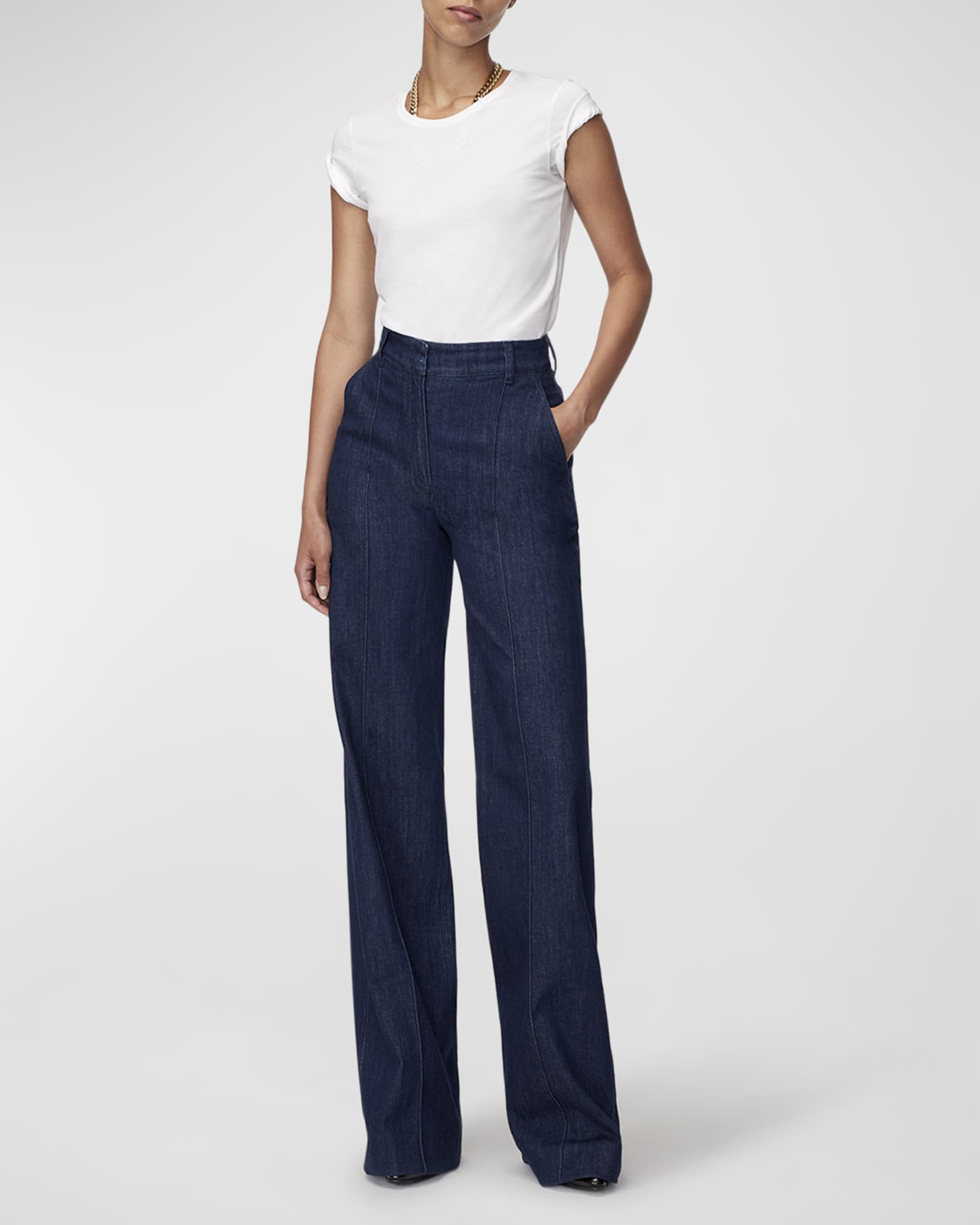 Another Tomorrow High Rise Denim Trousers | Neiman Marcus