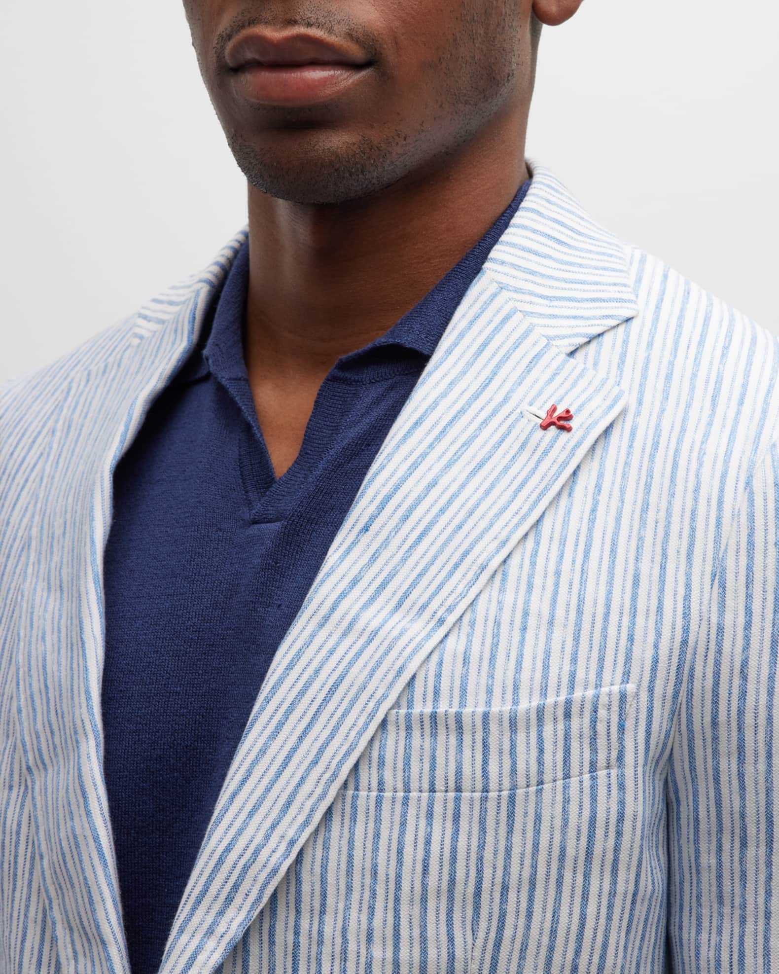 Isaia Men's Striped Linen-Blend Blazer | Neiman Marcus