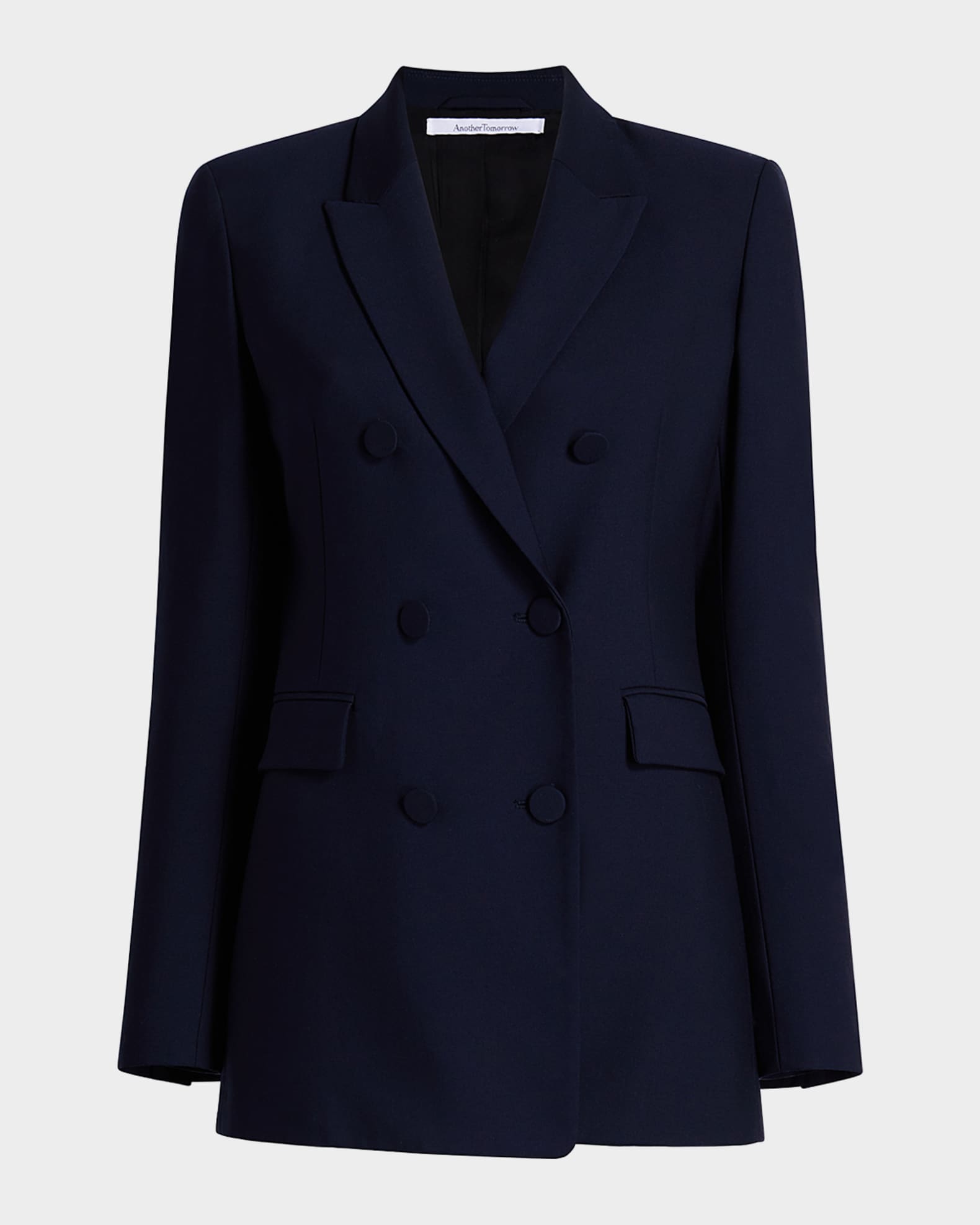Another Tomorrow Wool Double-Breasted Blazer Jacket | Neiman Marcus