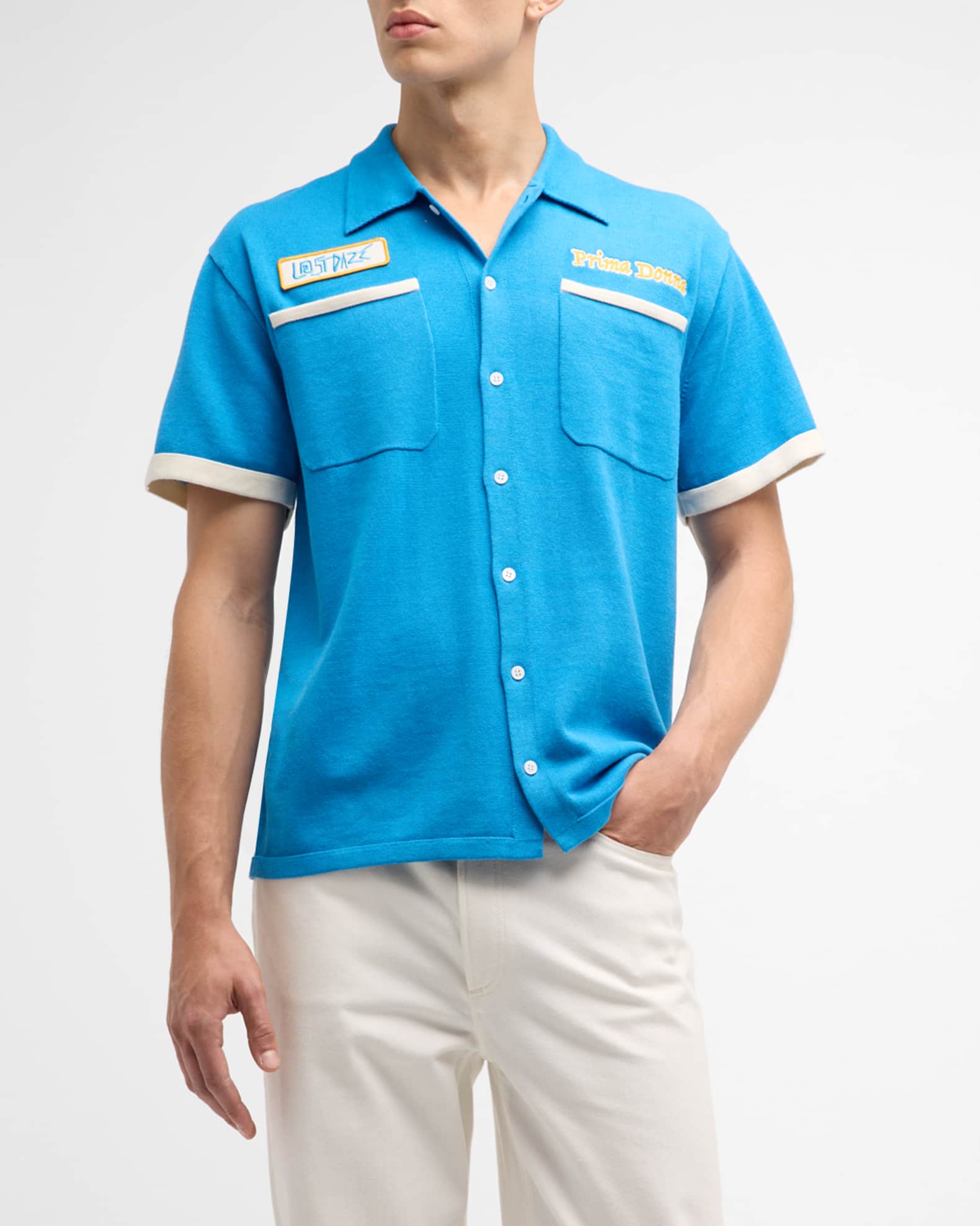 Lost Daze Men's Wizard Prima Donna Knit Bowling Shirt | Neiman Marcus
