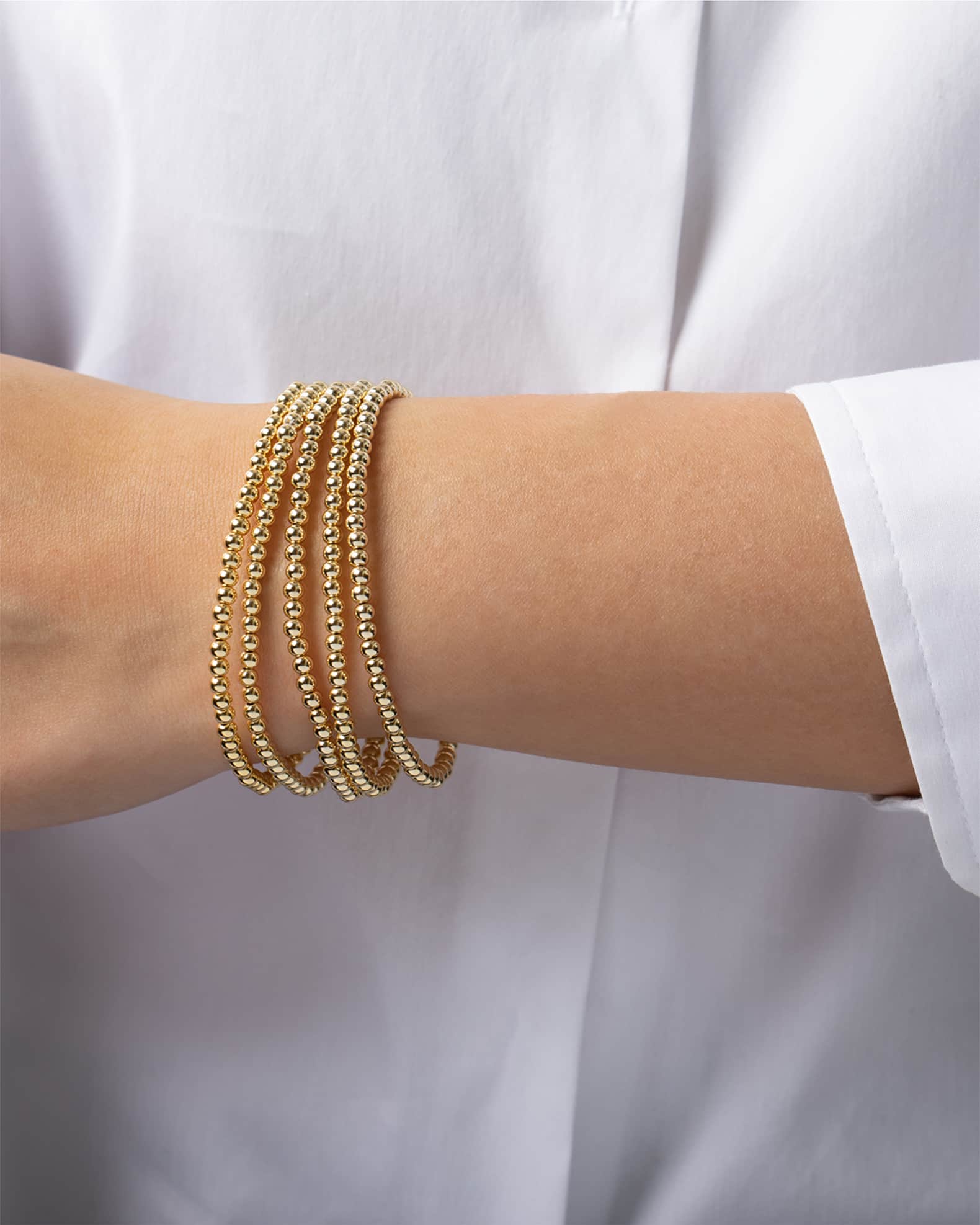 Zoe Lev Jewelry 3mm Gold-Fill Bead Bracelet Stack, Set of 5 | Neiman Marcus