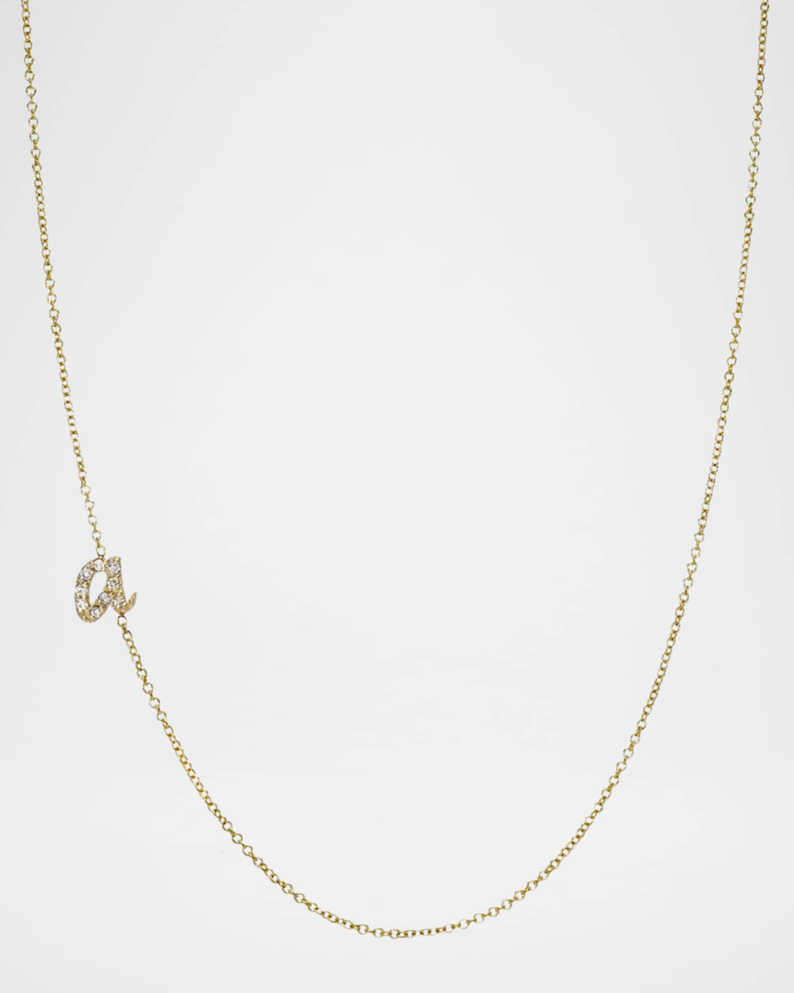 Zoe Lev Jewelry 14K Gold Diamond Mini Script Initial Pendant Necklace | Neiman Marcus