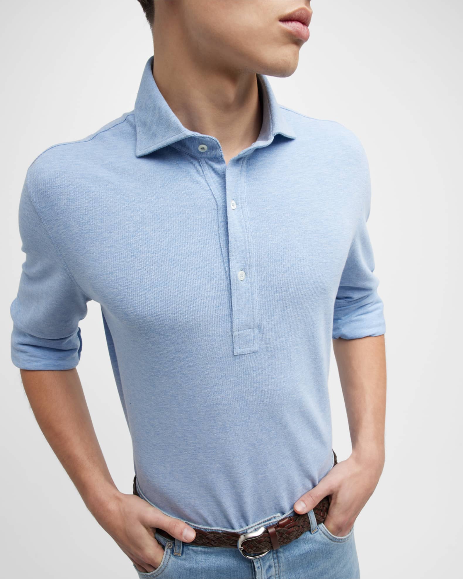 Brunello Cucinelli Men's Slim Fit Pique Polo Shirt | Neiman Marcus