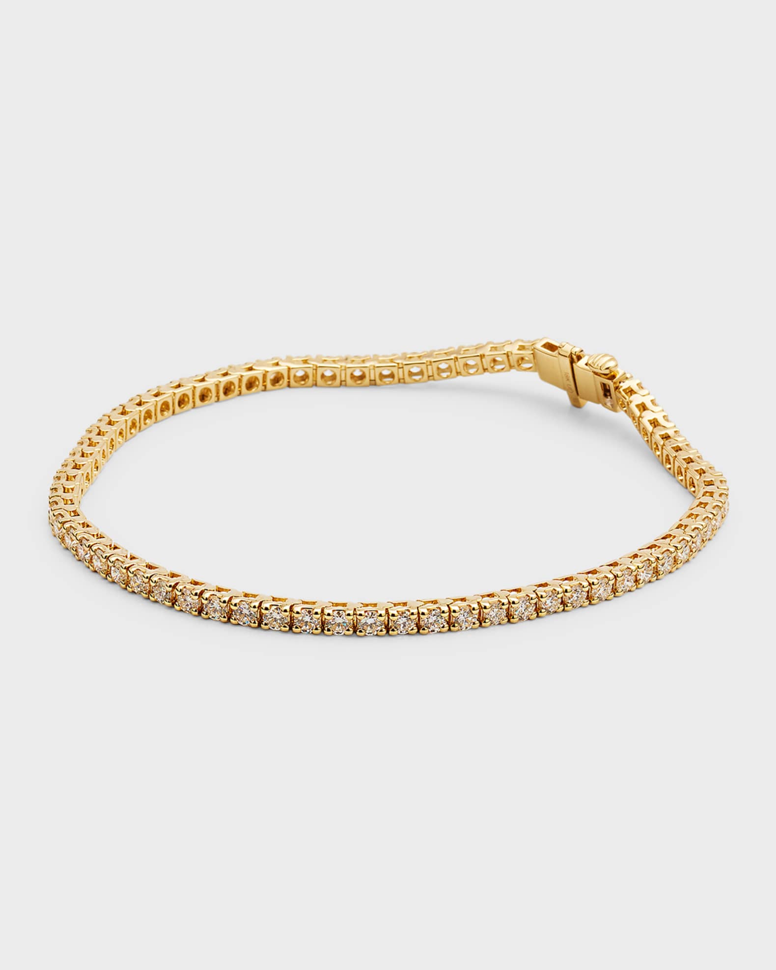 Neiman Marcus Diamonds 18K Yellow Gold Round Diamond Bracelet, 7"L, 3 ...