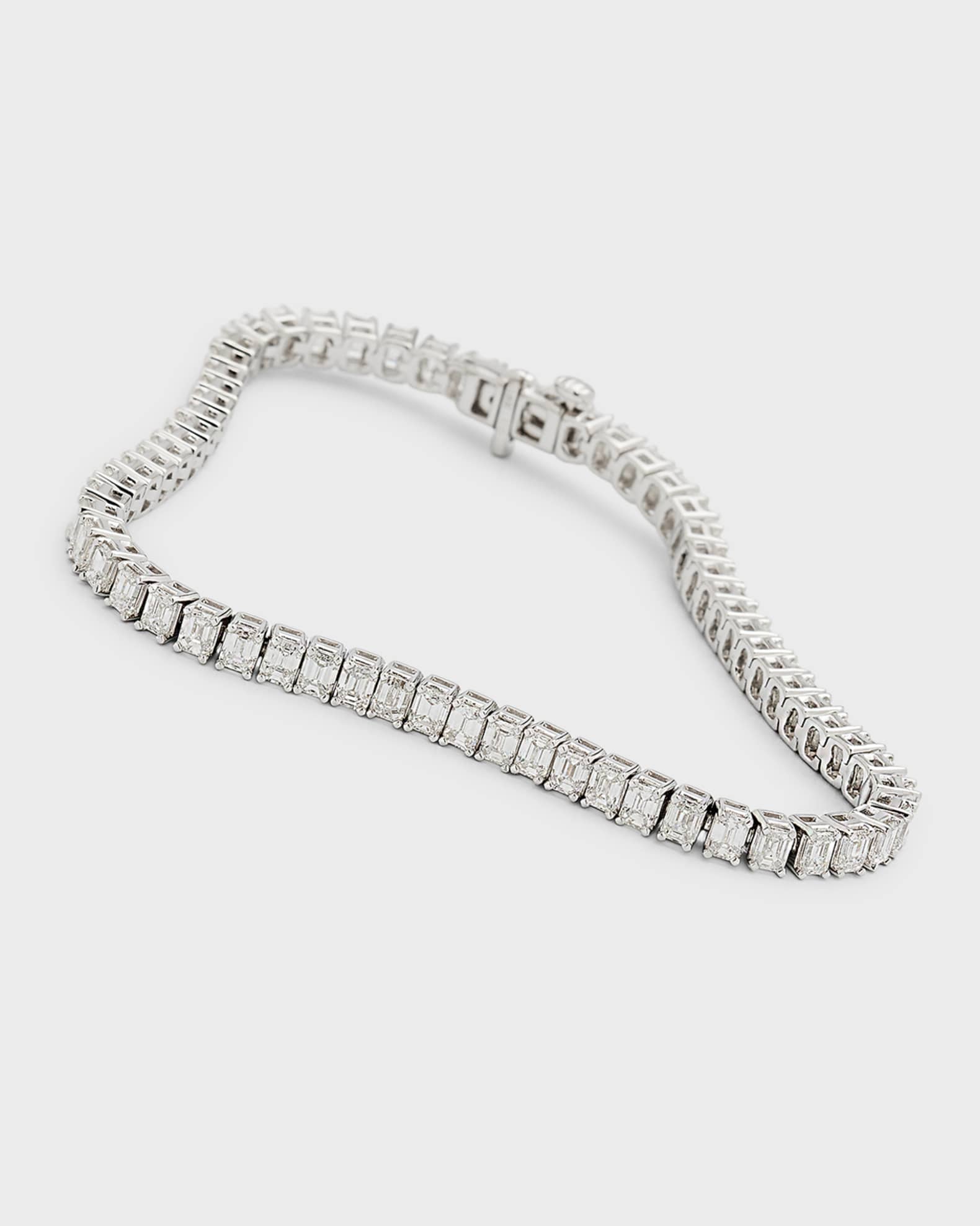 Neiman Marcus Diamonds 18K White Gold Emerald-Cut Diamond Tennis ...
