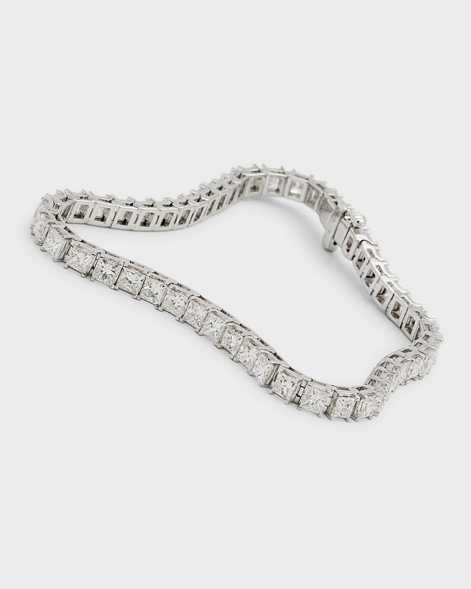 Neiman Marcus Diamonds 18K White Gold Princess-Cut Diamond Bracelet, 7 ...