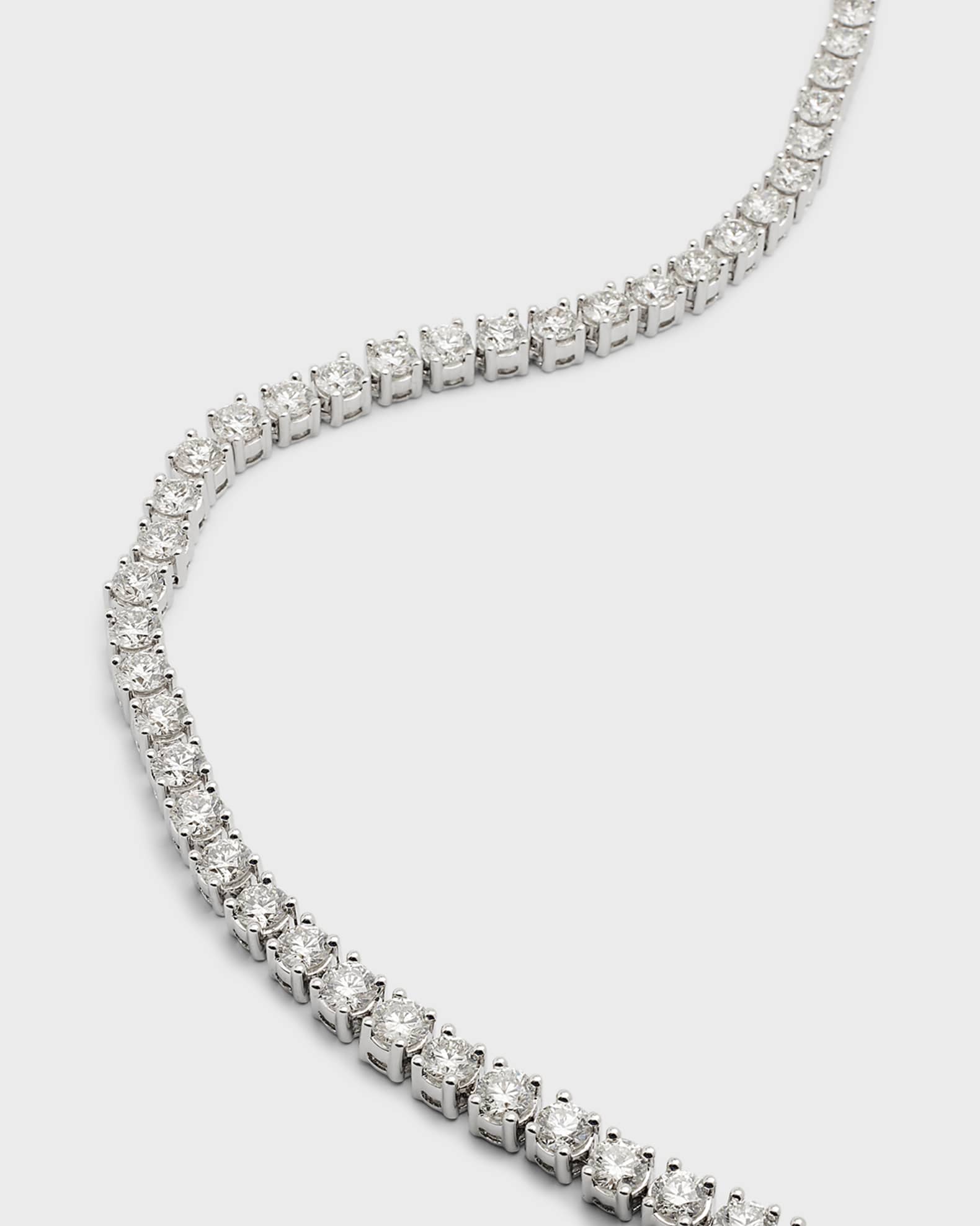 Neiman Marcus Diamonds 18K White Gold Round Diamond Line Necklace, 18"L ...