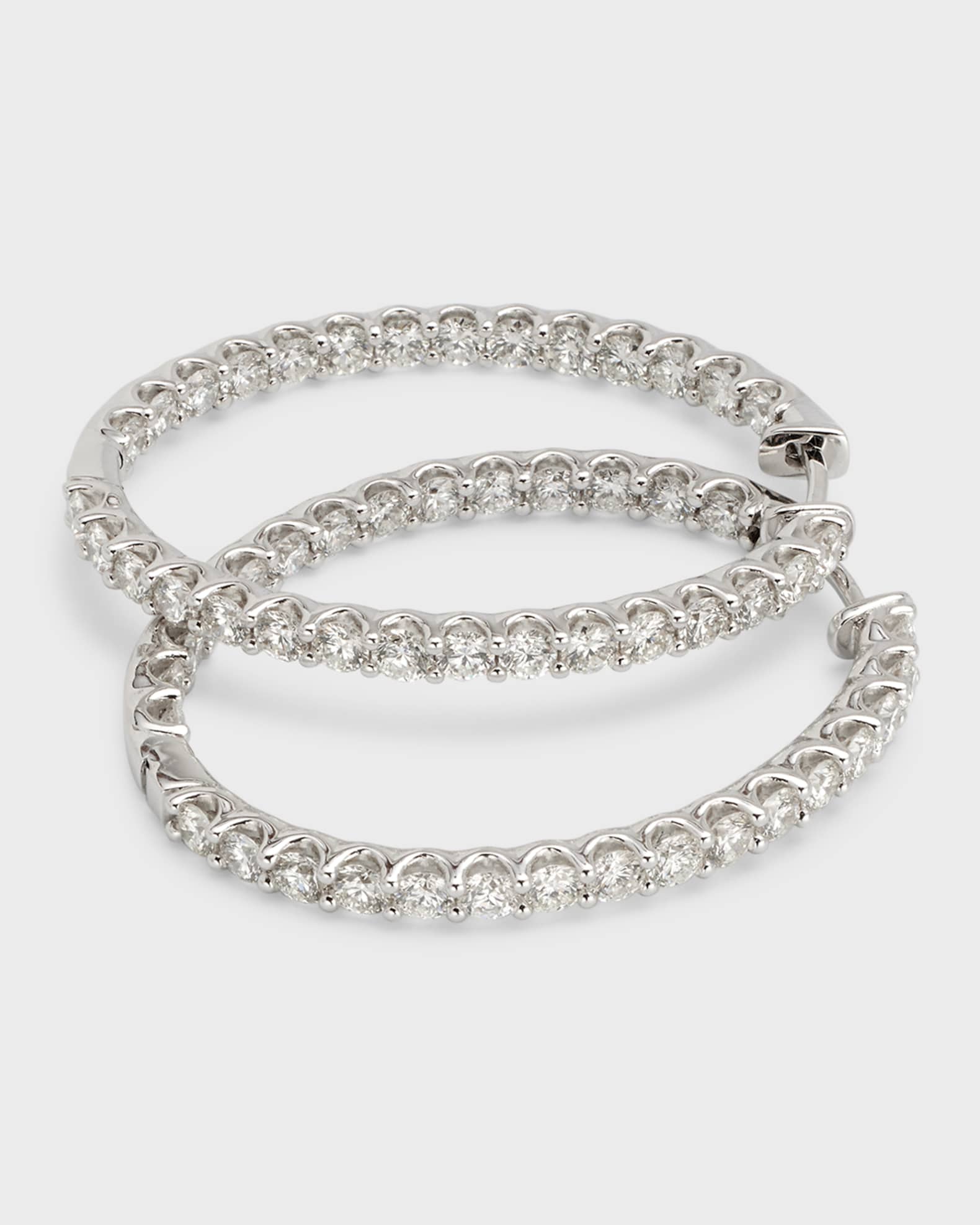 Neiman Marcus Diamonds 18K White Gold Round Diamond Hoop Earrings, 4 ...