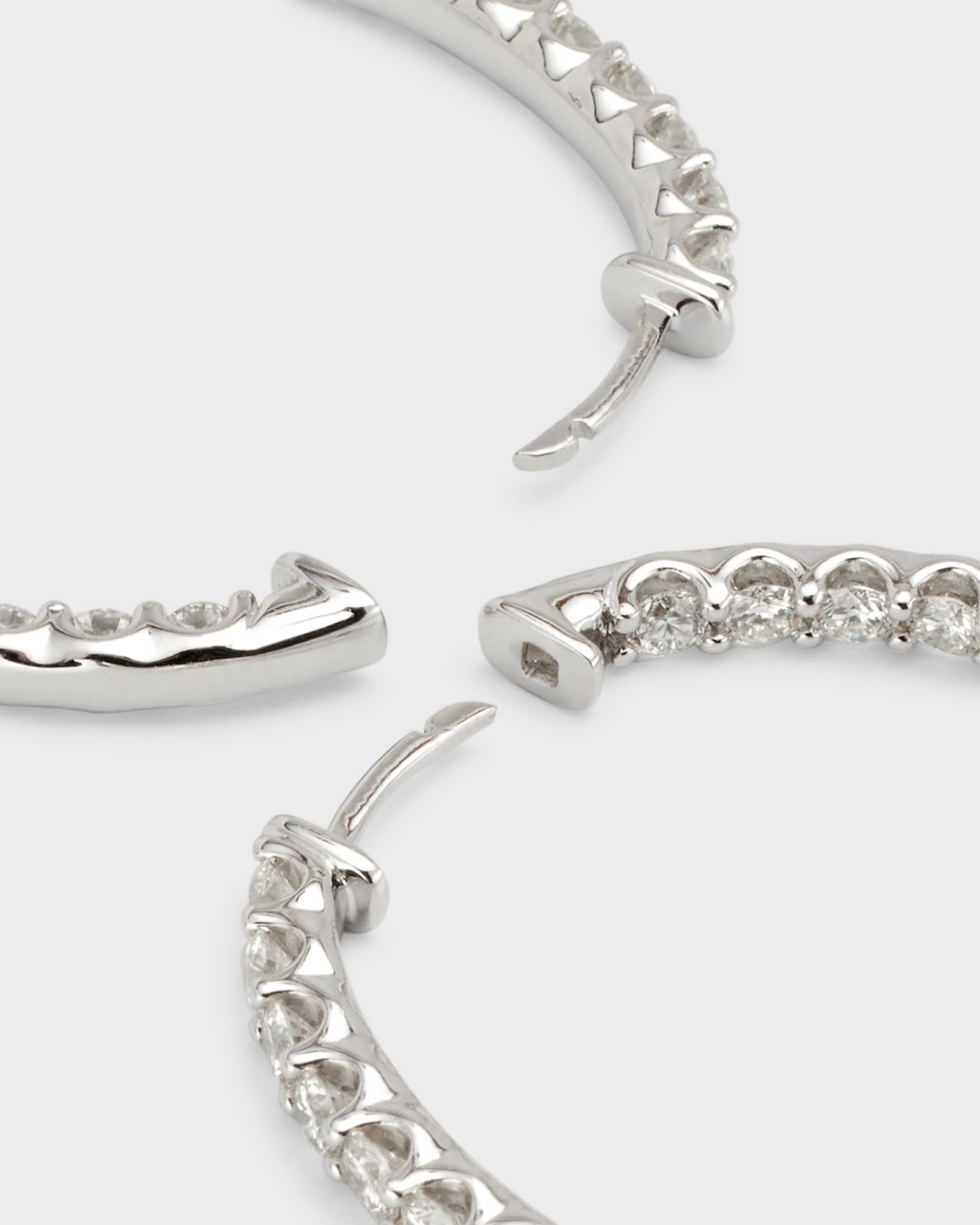 Neiman Marcus Diamonds 18K White Gold Round Diamond Hoop Earrings, 4 ...