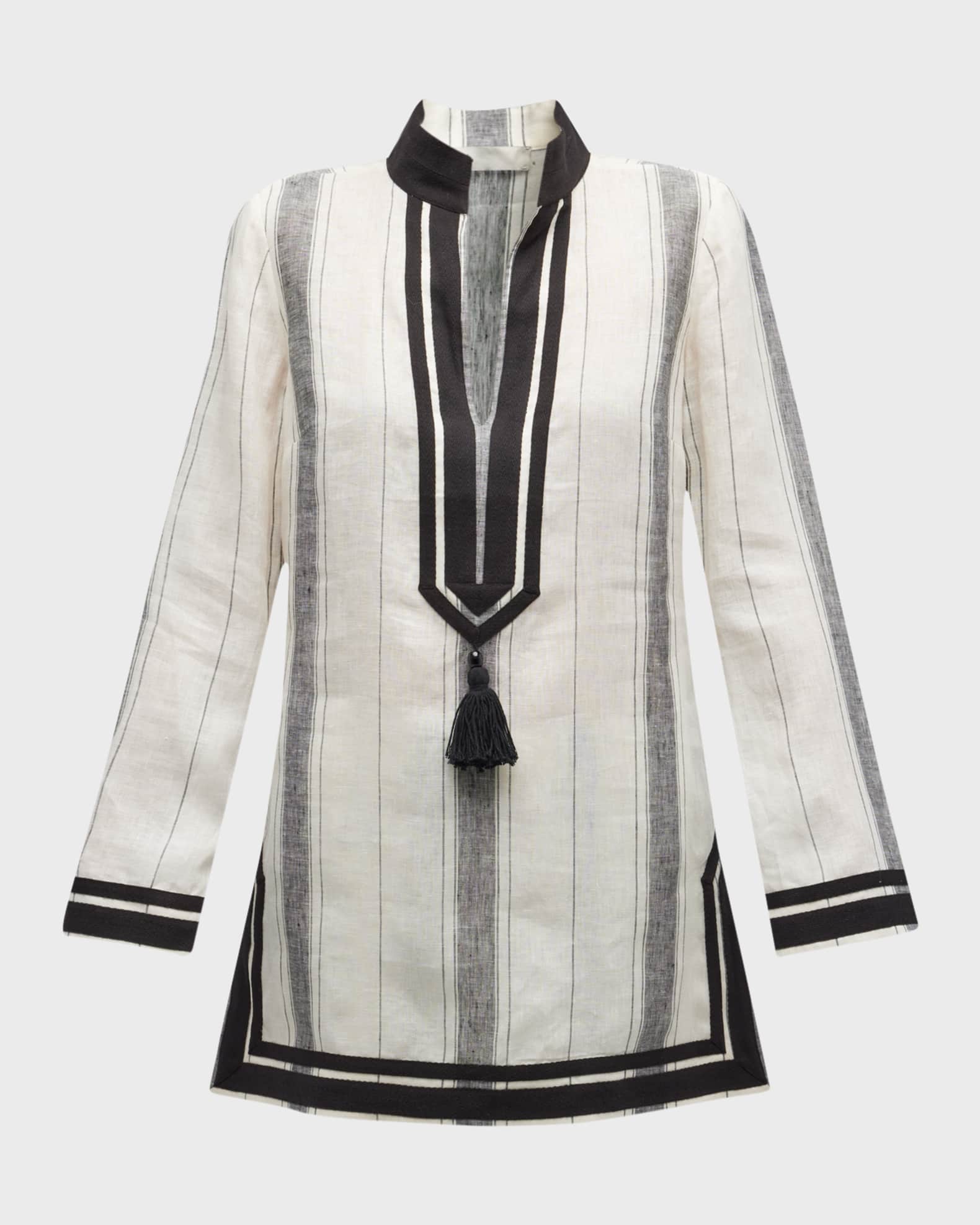 Tory Burch Striped Linen Tory Tunic | Neiman Marcus