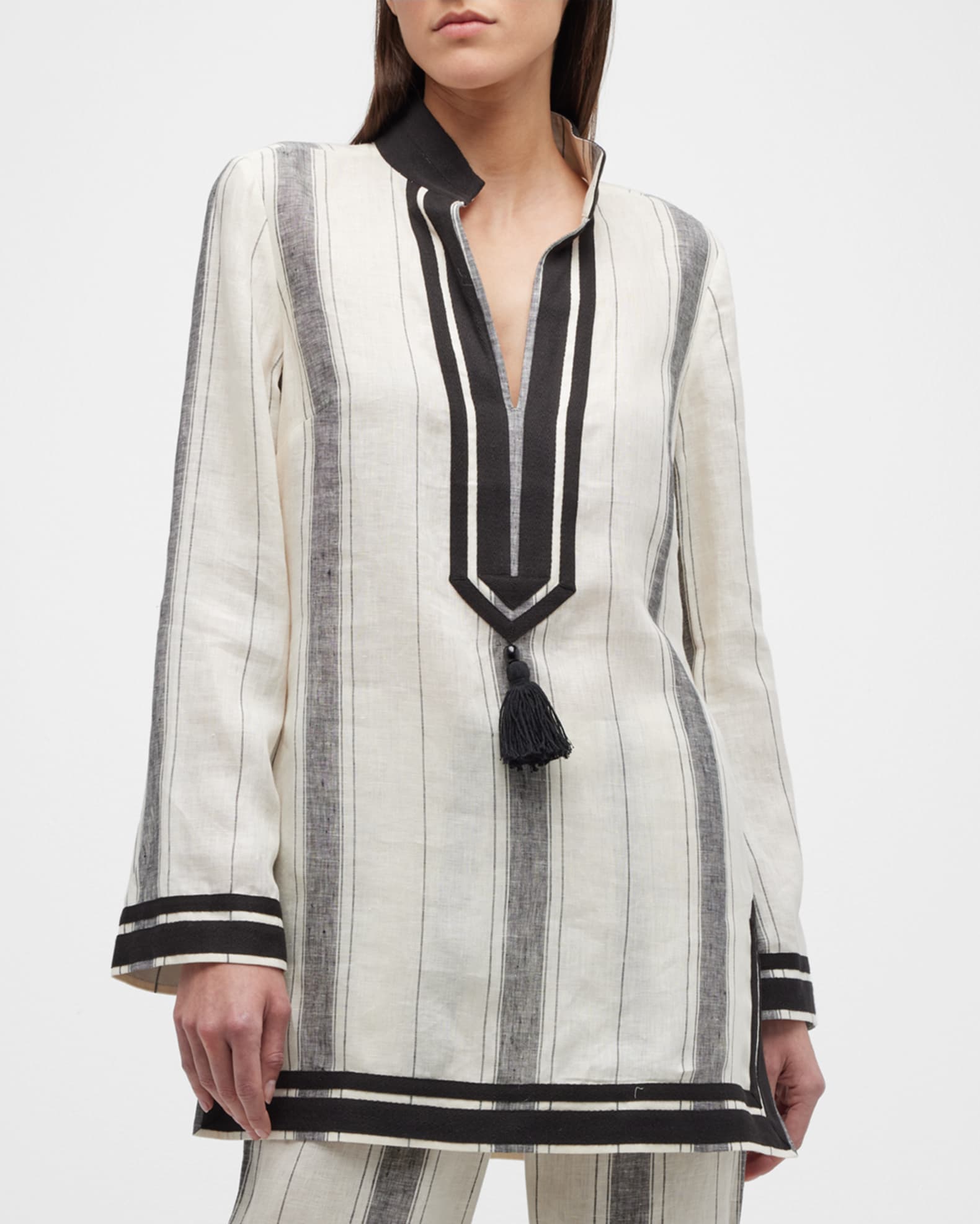 Tory Burch Striped Linen Tory Tunic | Neiman Marcus