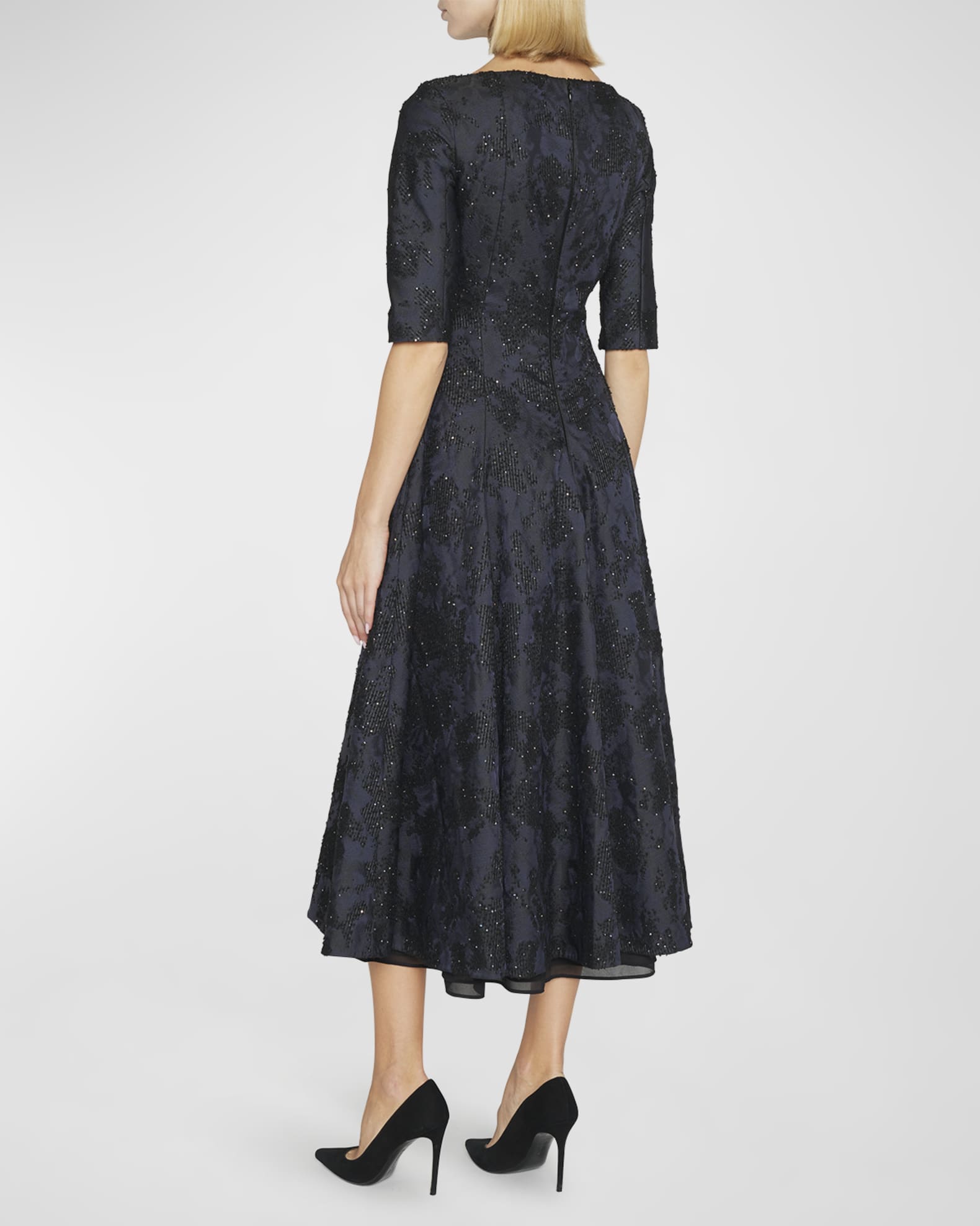 Talbot Runhof Sequin Cloud Jacquard Midi Dress | Neiman Marcus