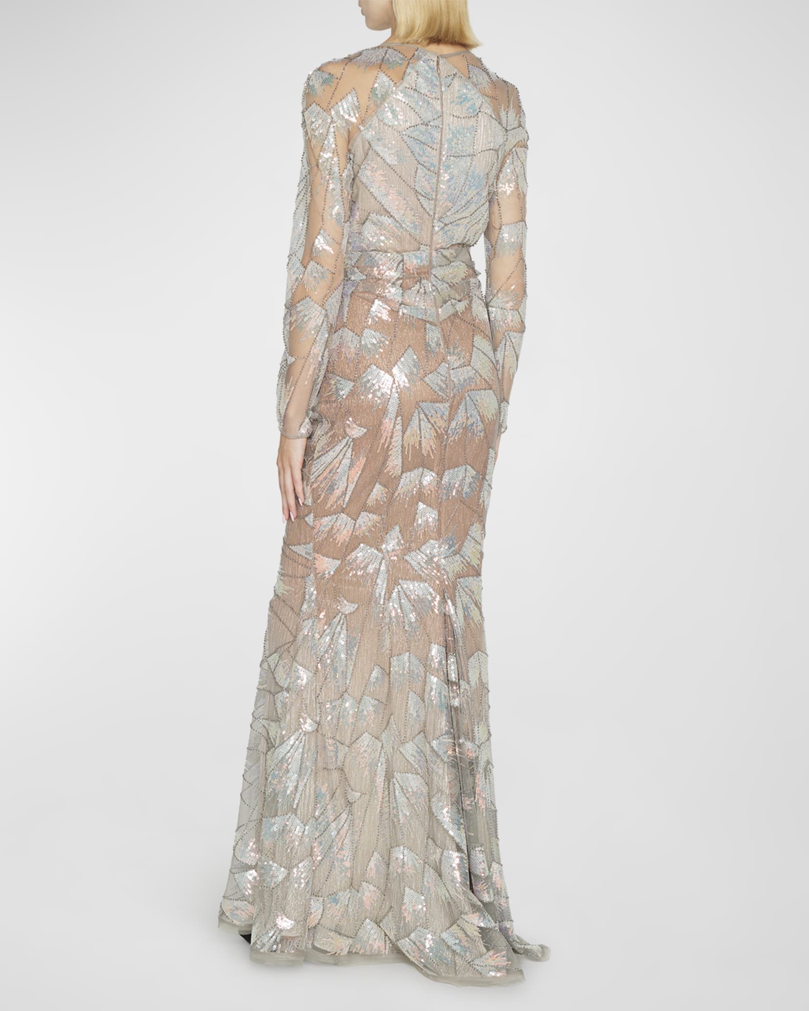 Talbot Runhof Sequin Firework Tulle Trumpet Gown | Neiman Marcus