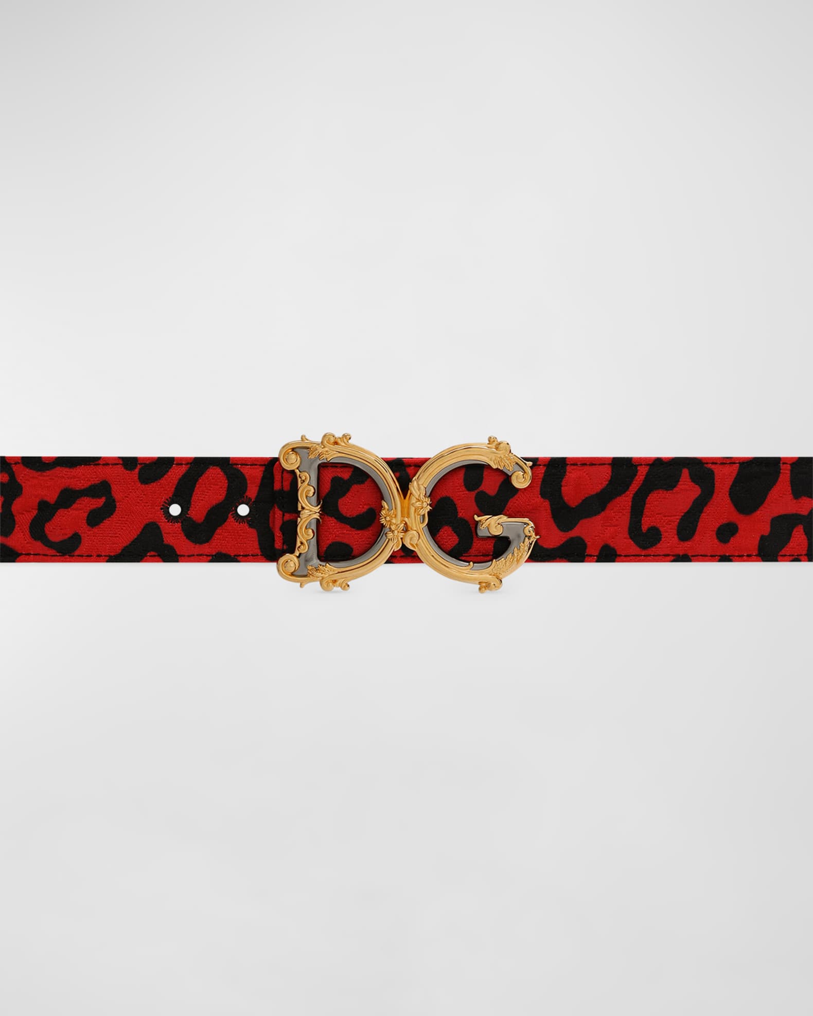 Dolce&Gabbana DG Baroque Leopard-Print Belt | Neiman Marcus