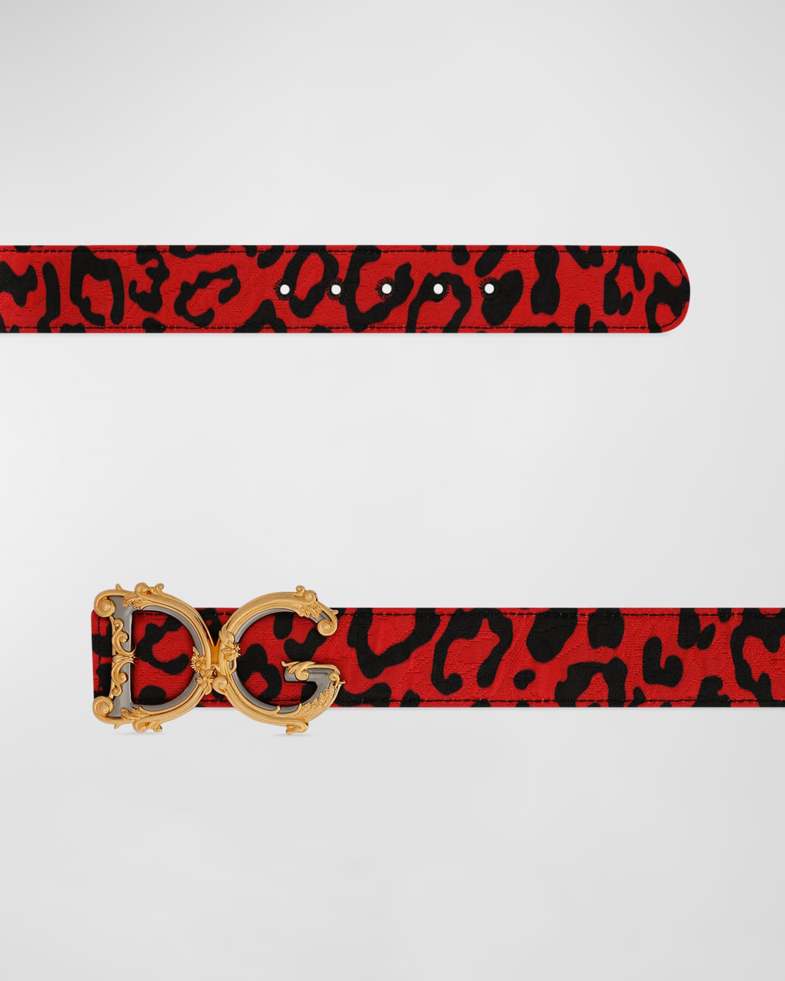 Dolce&Gabbana DG Baroque Leopard-Print Belt | Neiman Marcus