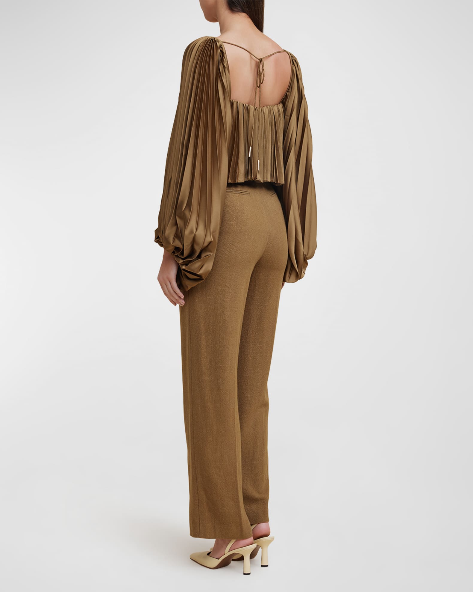 Acler Pickets Belted Straight-Leg Split Pants | Neiman Marcus