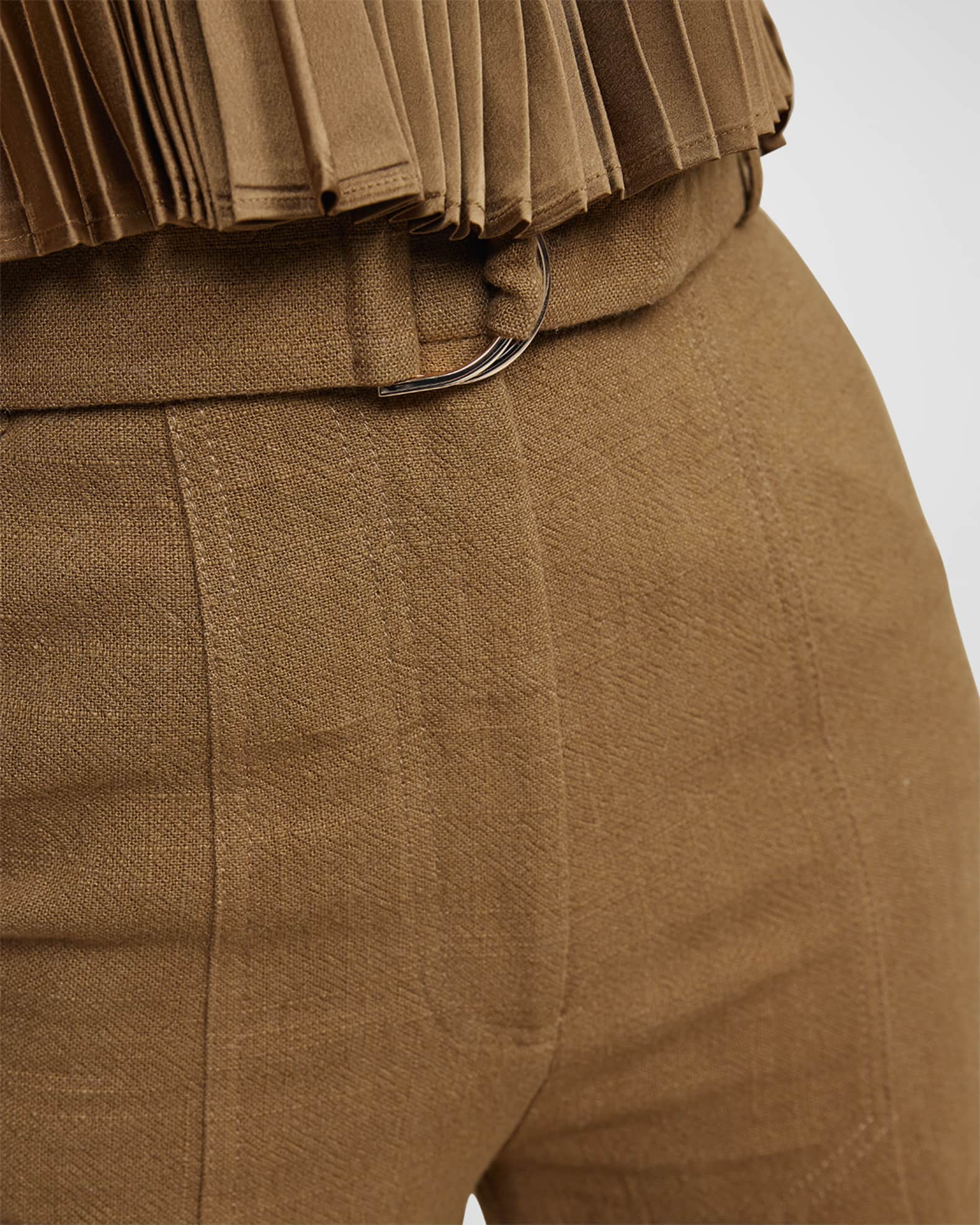 Acler Pickets Belted Straight-Leg Split Pants | Neiman Marcus