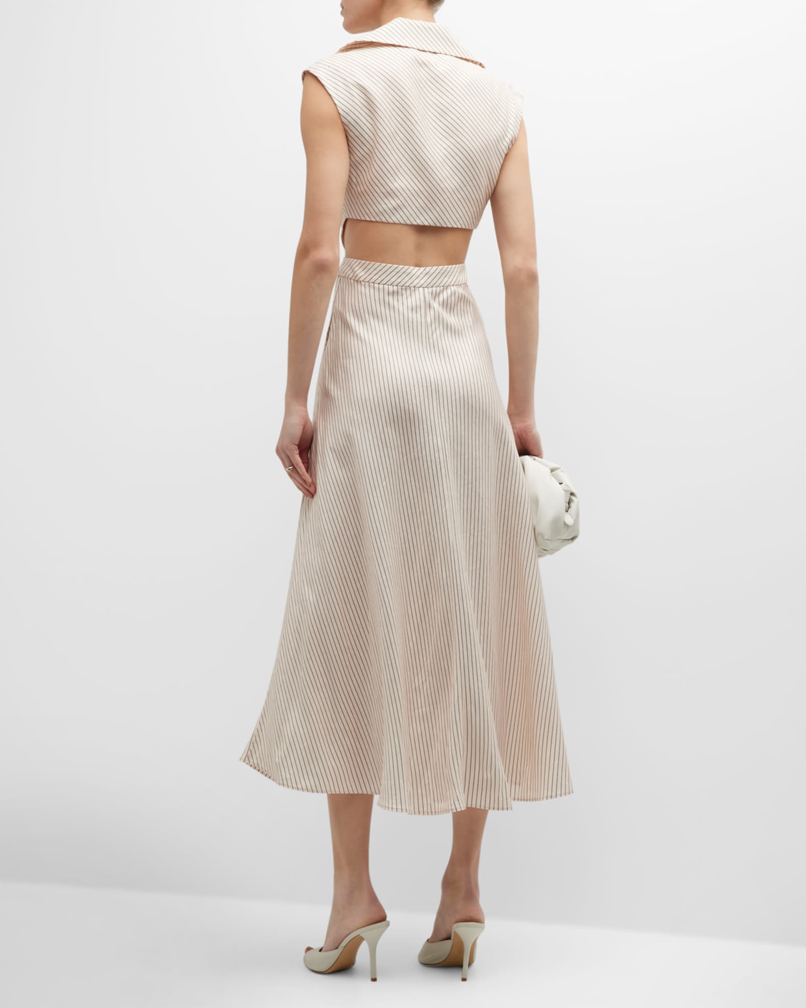 Acler Bridge Stripe Cut-Out Midi Dress | Neiman Marcus