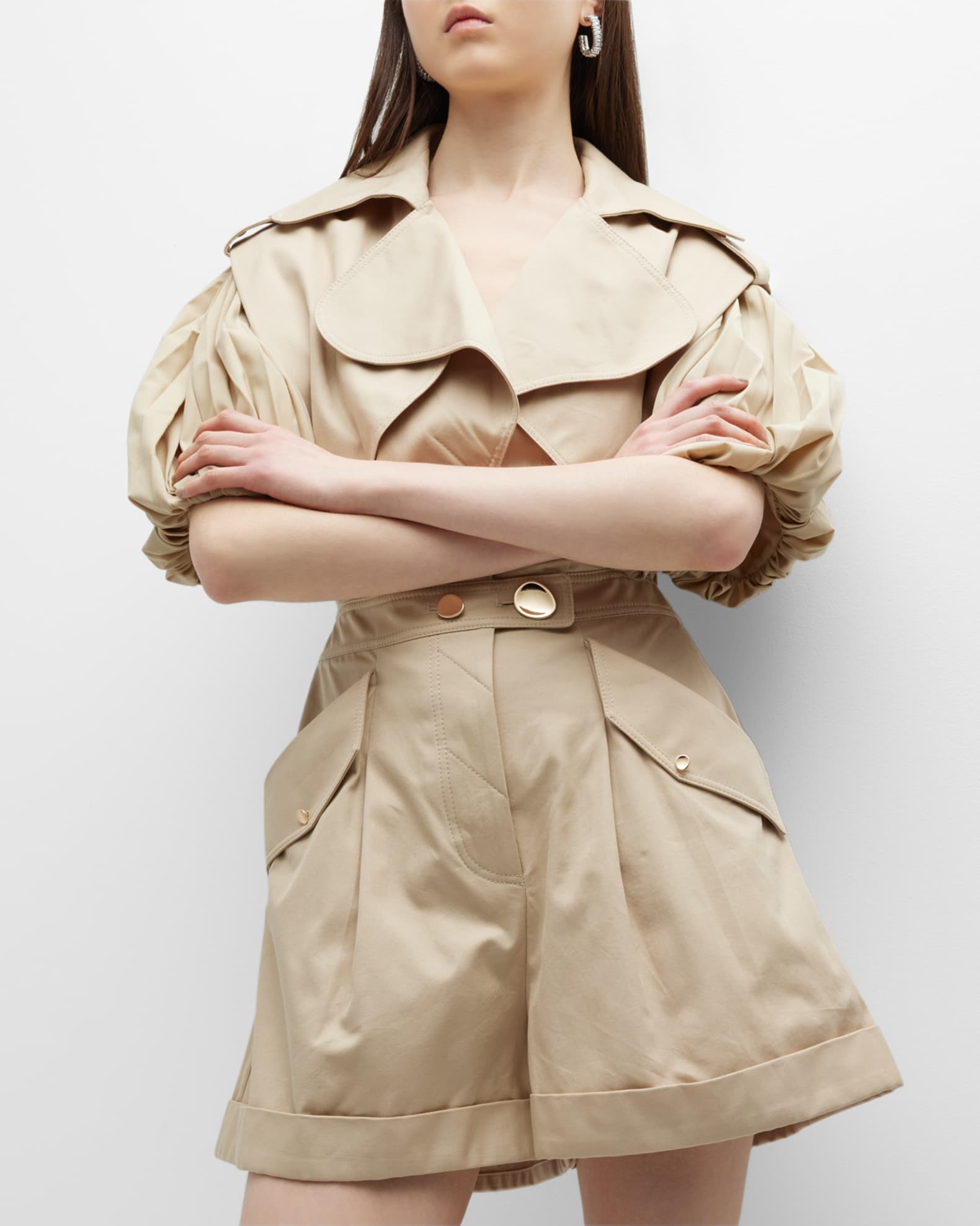 Acler Idaho Puff-Sleeve Pantsuit | Neiman Marcus