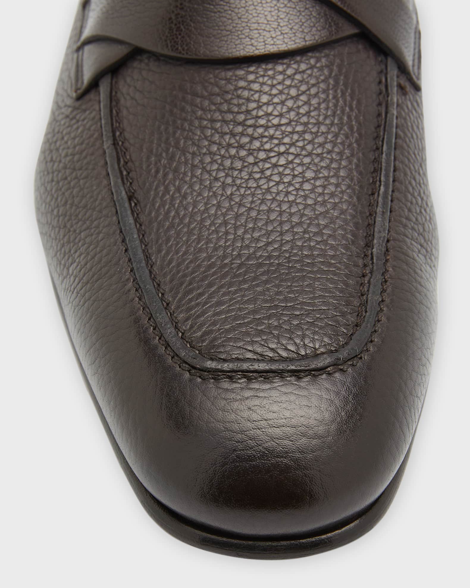 TOM FORD Men's Sean Grain Leather Twisted Band Loafers | Neiman Marcus