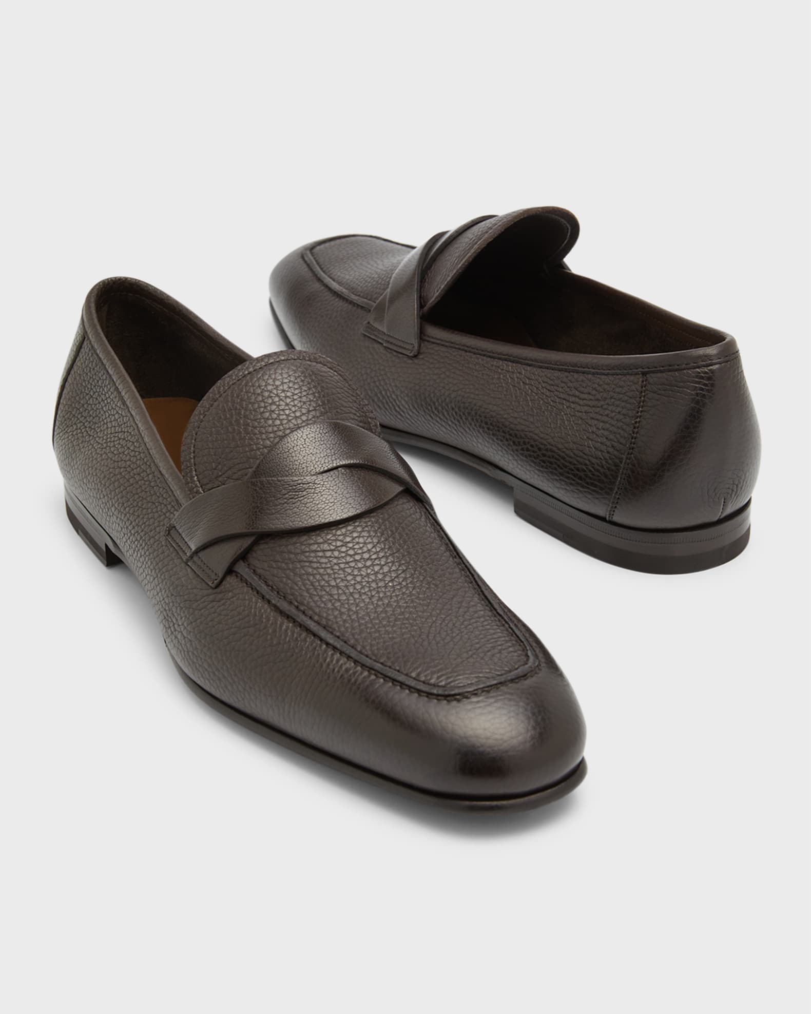 TOM FORD Men's Sean Grain Leather Twisted Band Loafers TOM FORD Men's Sean Grain Leather Twisted Band Loafers