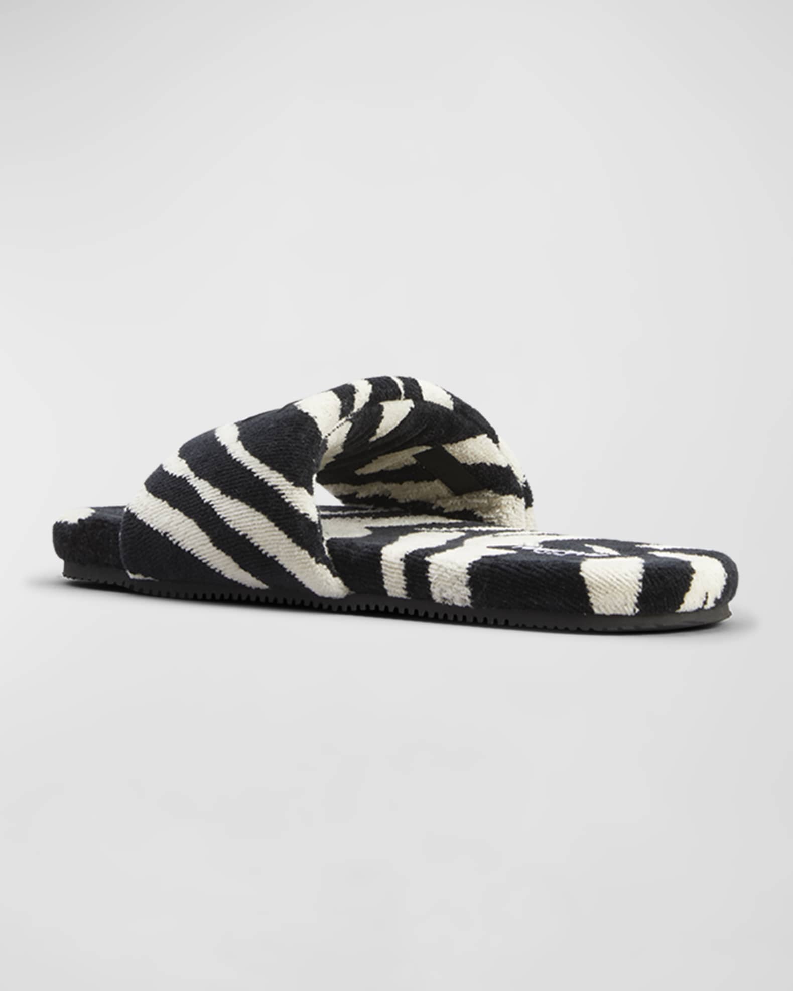 TOM FORD Men's Harrison Cotton Terry Zebra Slide Sandals | Neiman Marcus